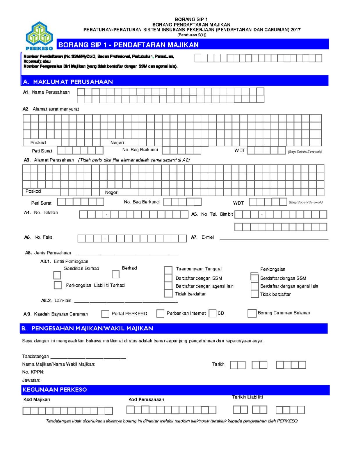 Borang SIP 1: Pendaftaran Majikan untuk Sistem Insurans Pekerjaan - Studocu