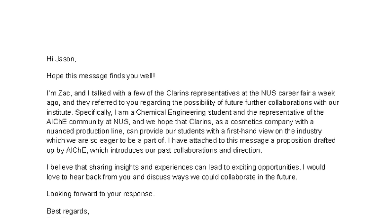 NUS TPA Collaboration Proposal with Clarins for AlChE Community - Studocu