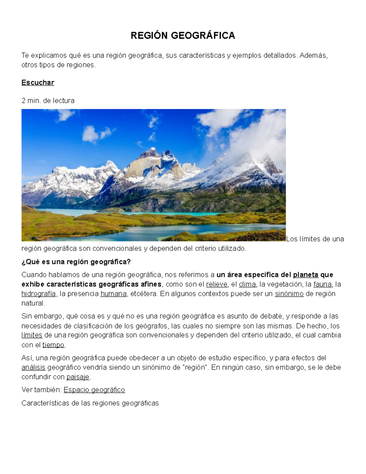 Ejemplo De Geografía De Regiones Formales