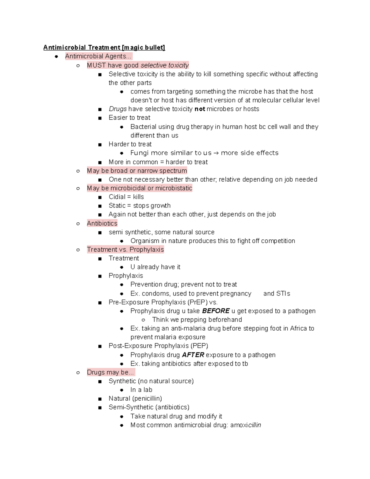 Antimicrobial Treatment (BIO 101): Selective Toxicity & Drug Resistance ...