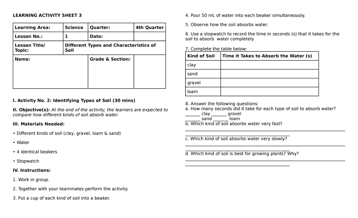 Learning Activity Sheet 3 - LEARNING ACTIVITY SHEET 3 Learning Area ...
