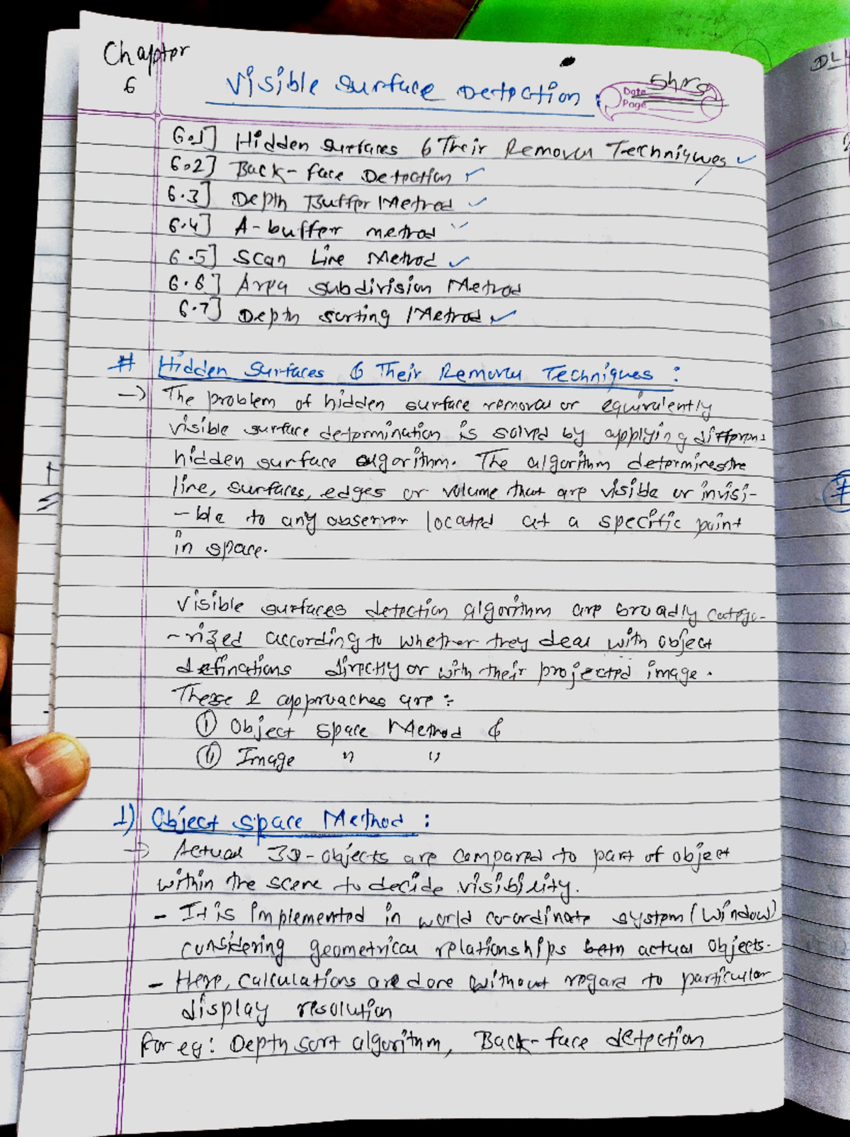 CG ch 6 notes - Summary Computer Graphics - Chapter 6 visible surface ...