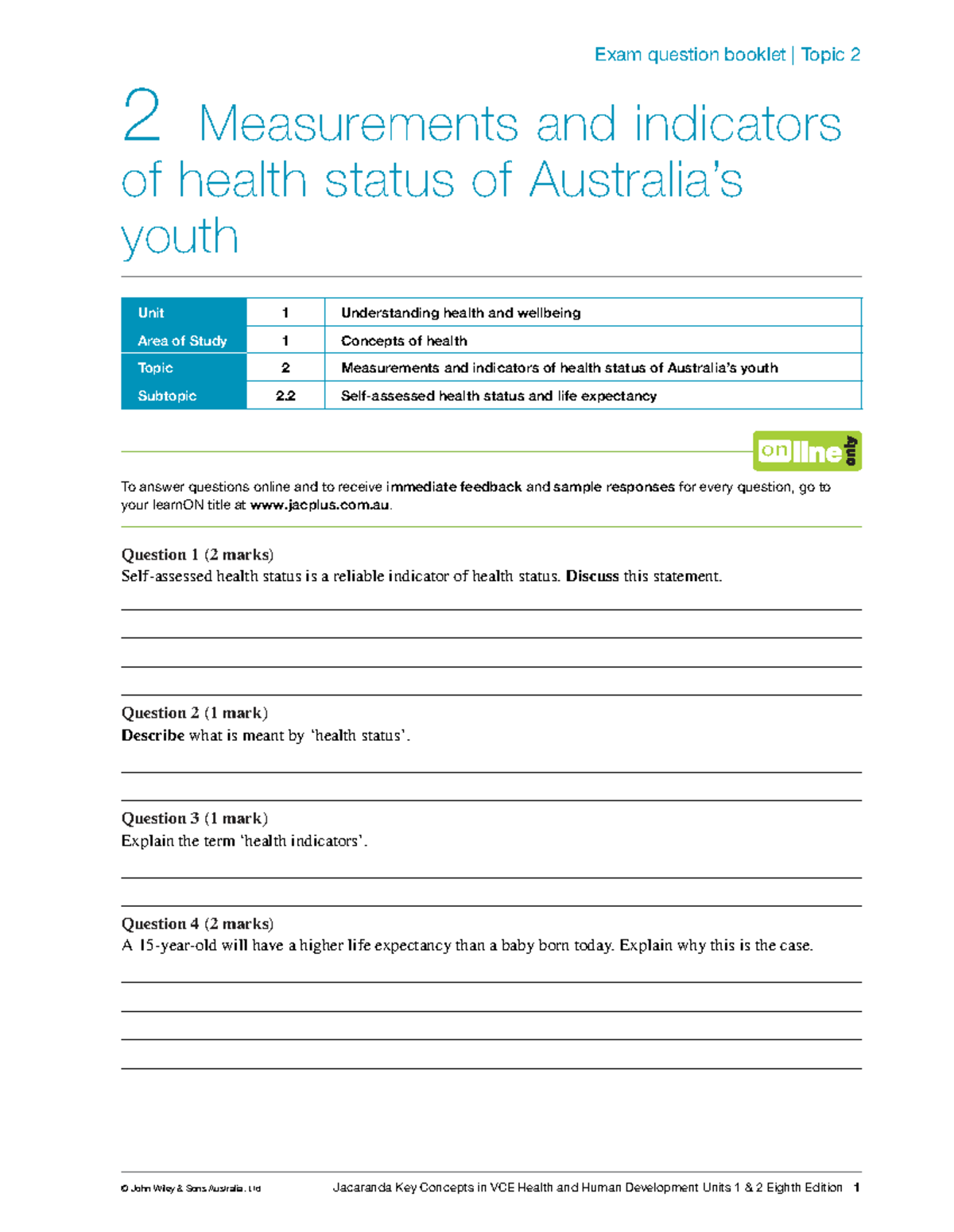 VCE Health & Human Development Unit 1 AOS 1 Topic 2 Exam Qs & Answers ...