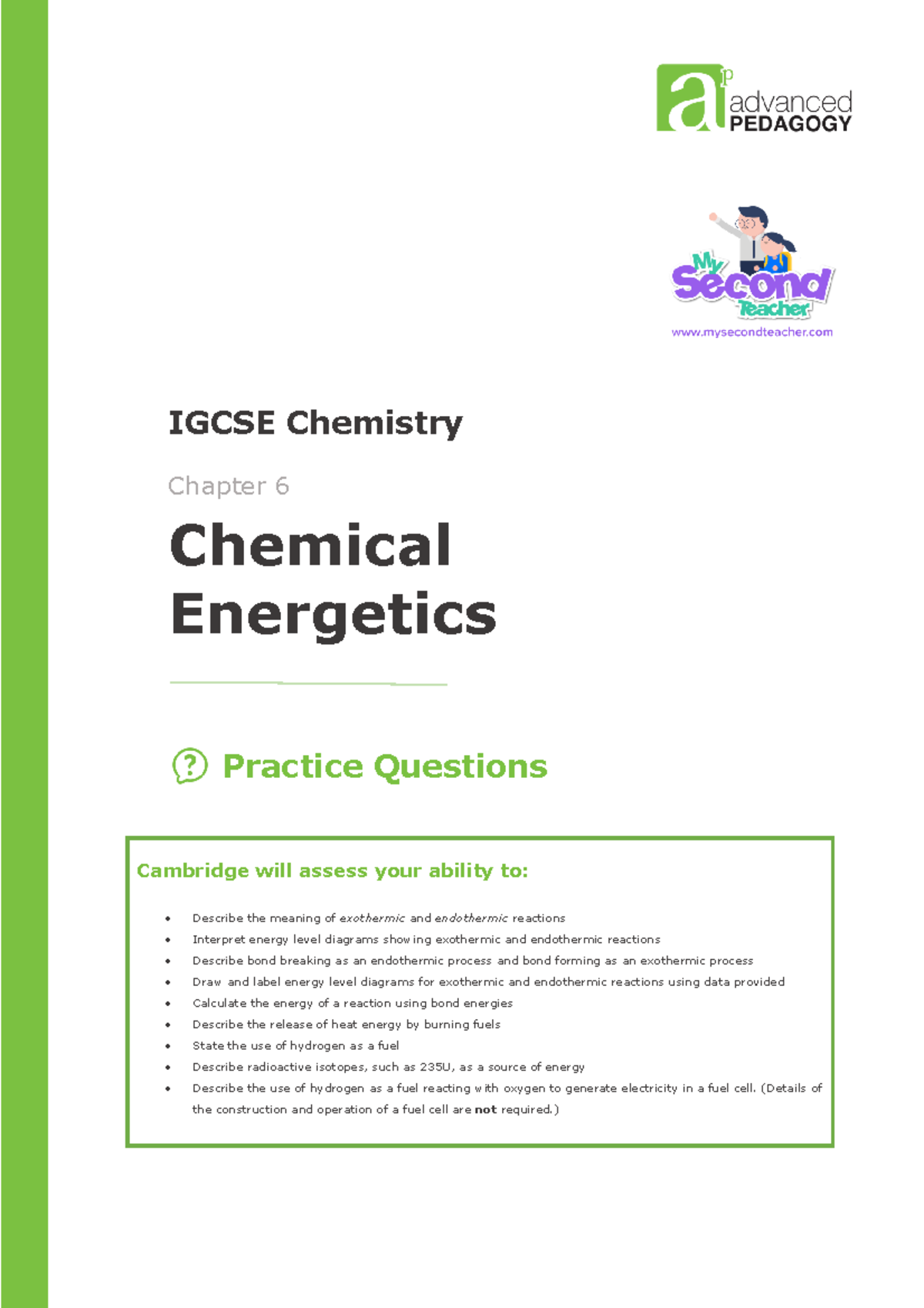 0620 - Chemical Energetics - Practice Questions & MCQs - Studocu