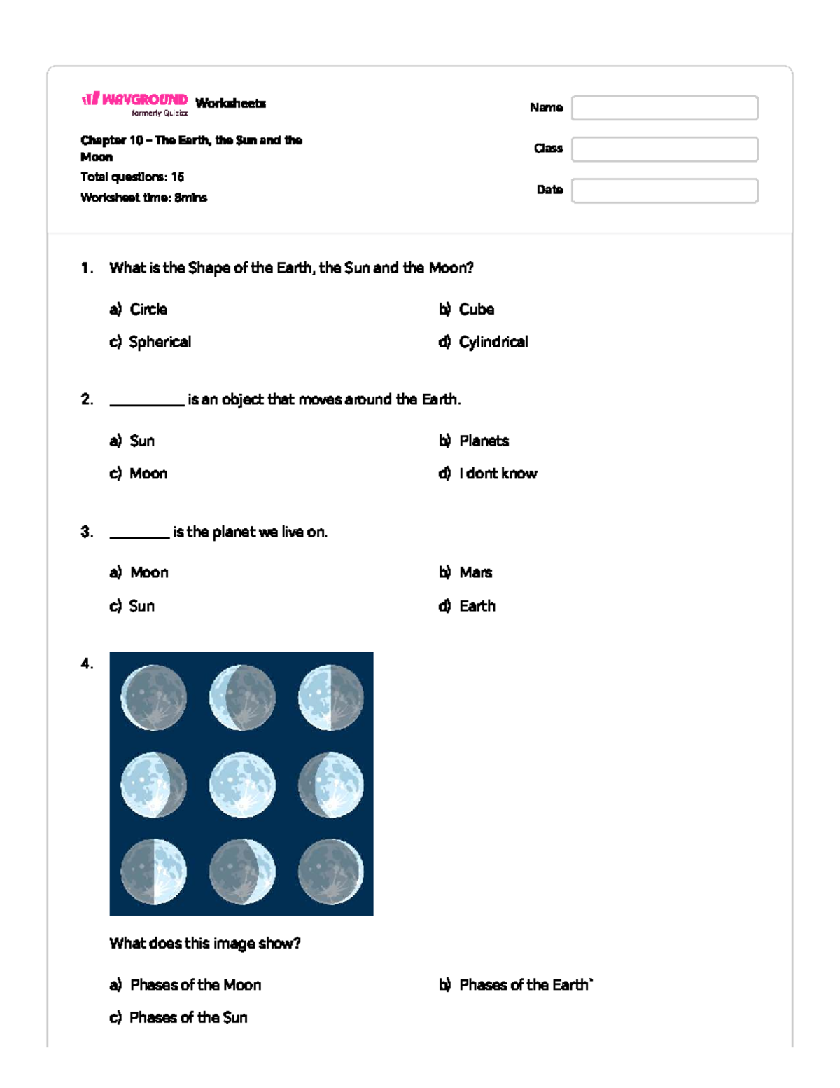 Chapter 10 Worksheet: The Earth, the Sun, and the Moon (15 Qs) - Studocu
