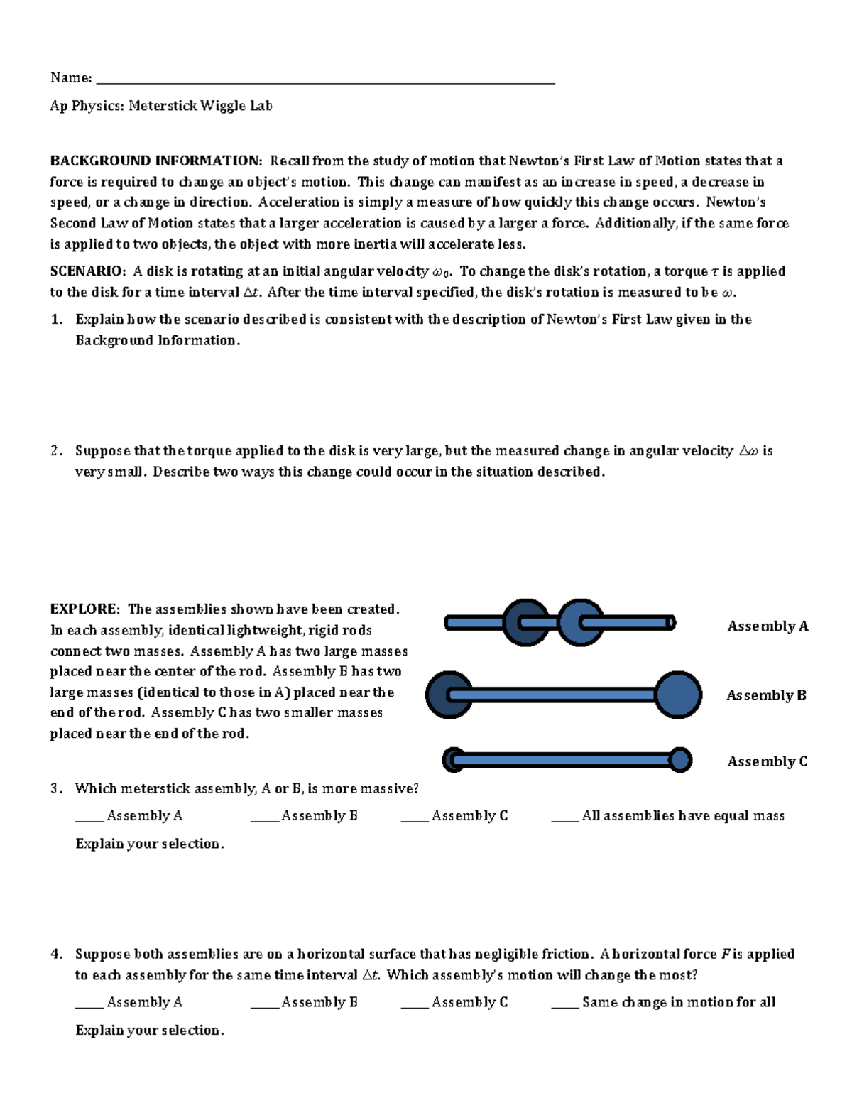 AP Physics: Meterstick Wiggle Lab Analysis and Observations - Studocu