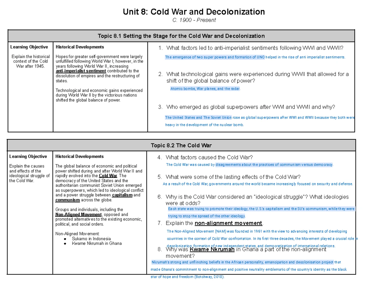 APUSH Cornell Notes - Period 1: Summary of Chapter 1 (1491-1607) - Studocu