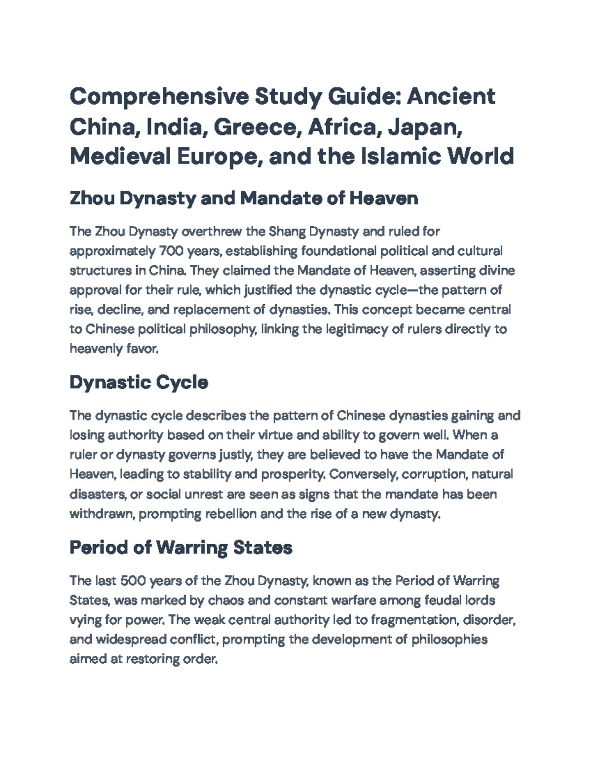 Historical Overview of Civilizations: Ancient China, India, and Beyond ...