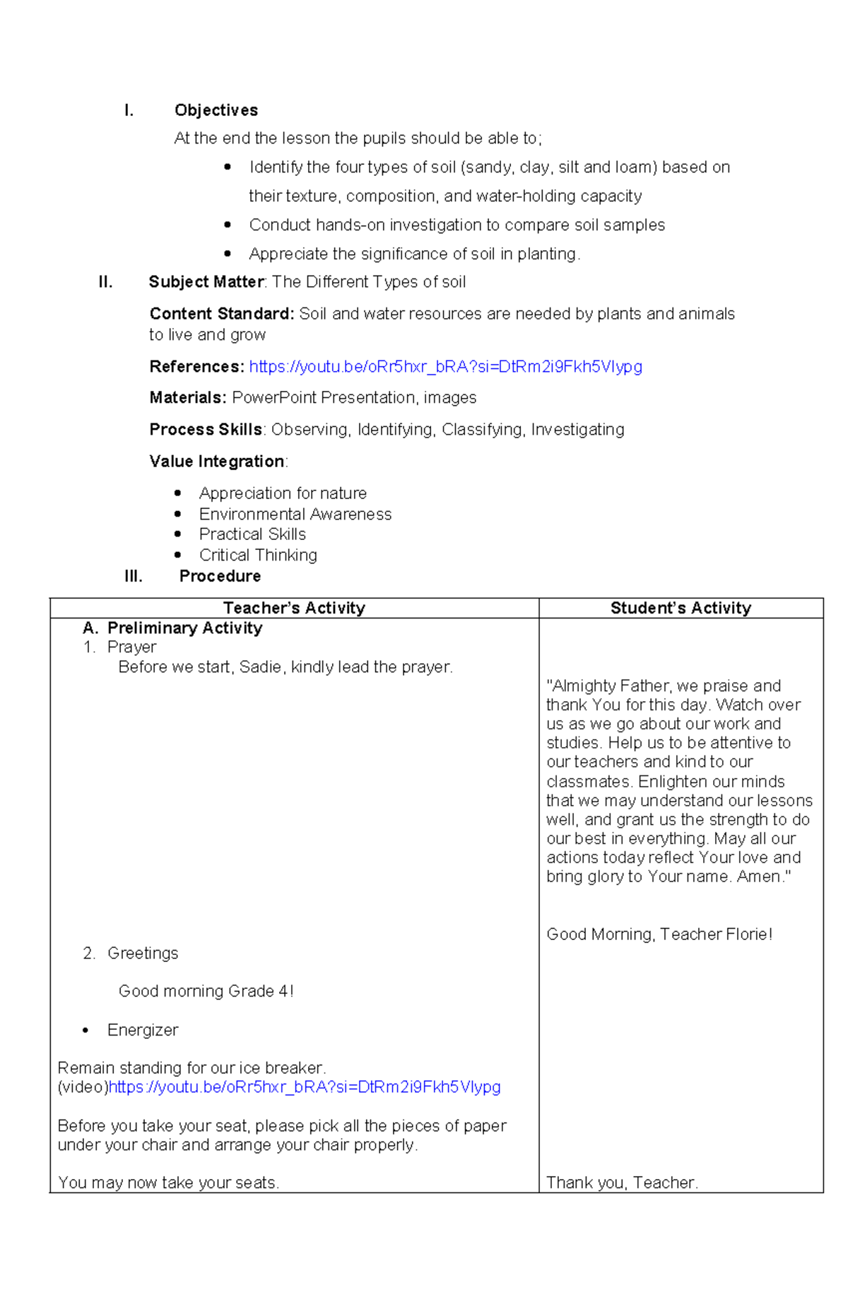 Detailed Lesson Plan in Science 4: Understanding Soil Types and Their ...