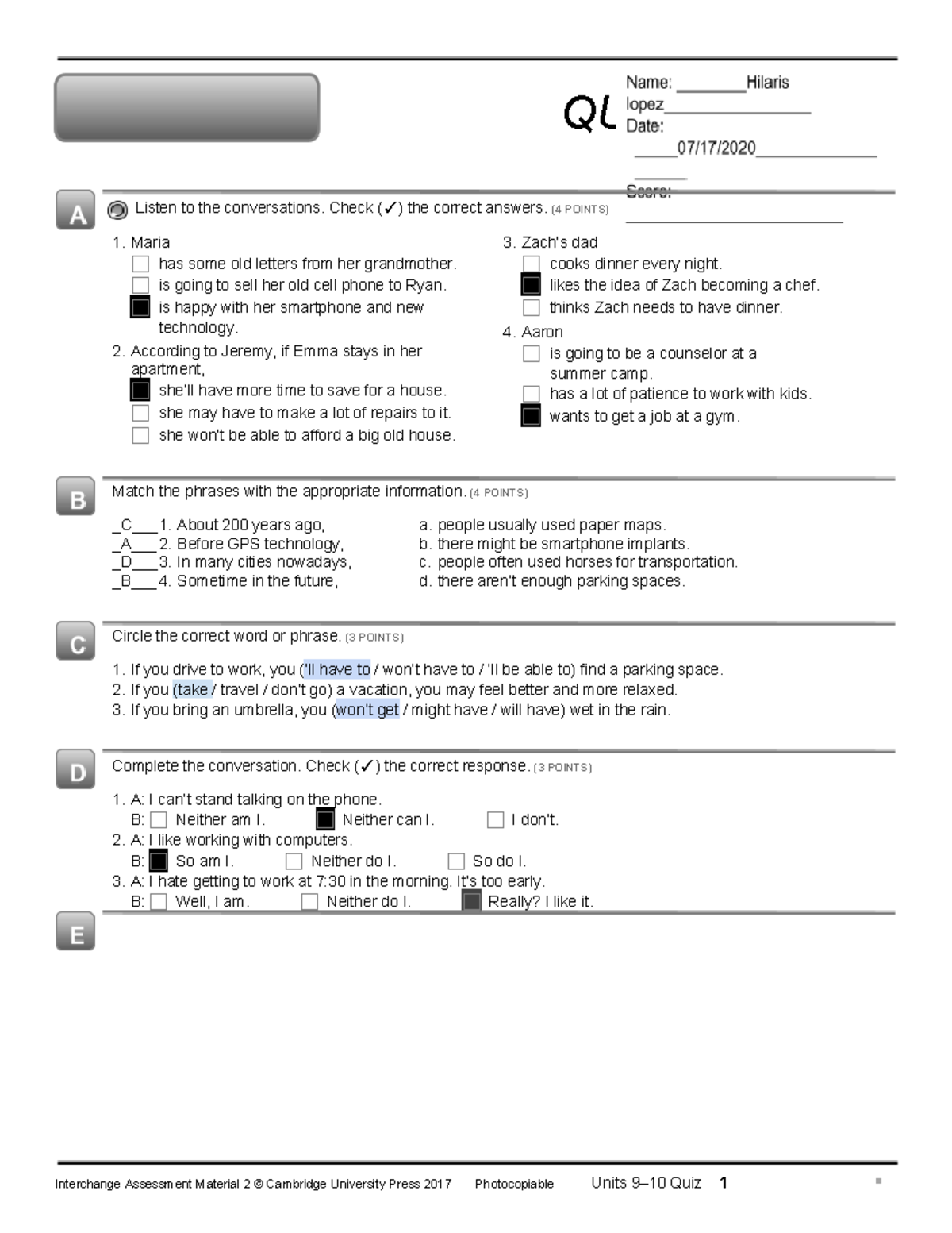 Units 9-10 Quiz Notes: Key Answers & Response Guidelines - Studocu