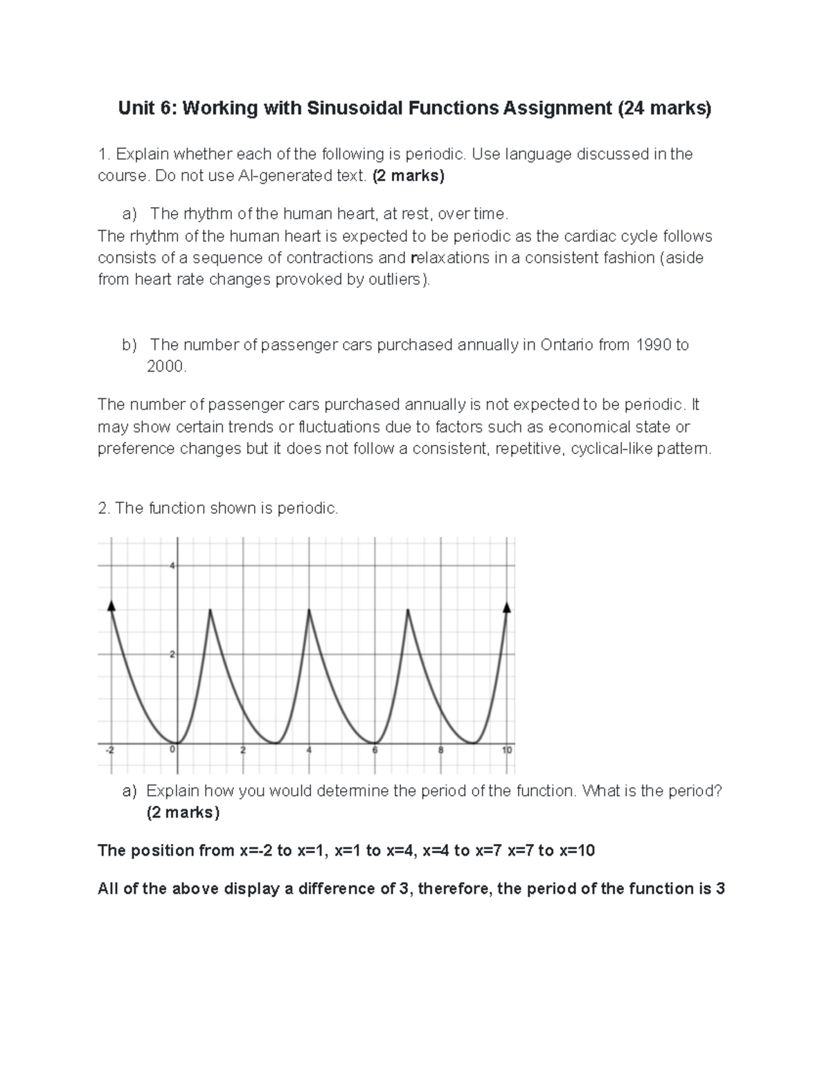 Grade 11 Math: Unit 6 Sinusoidal Functions Assignment Guide - Studocu