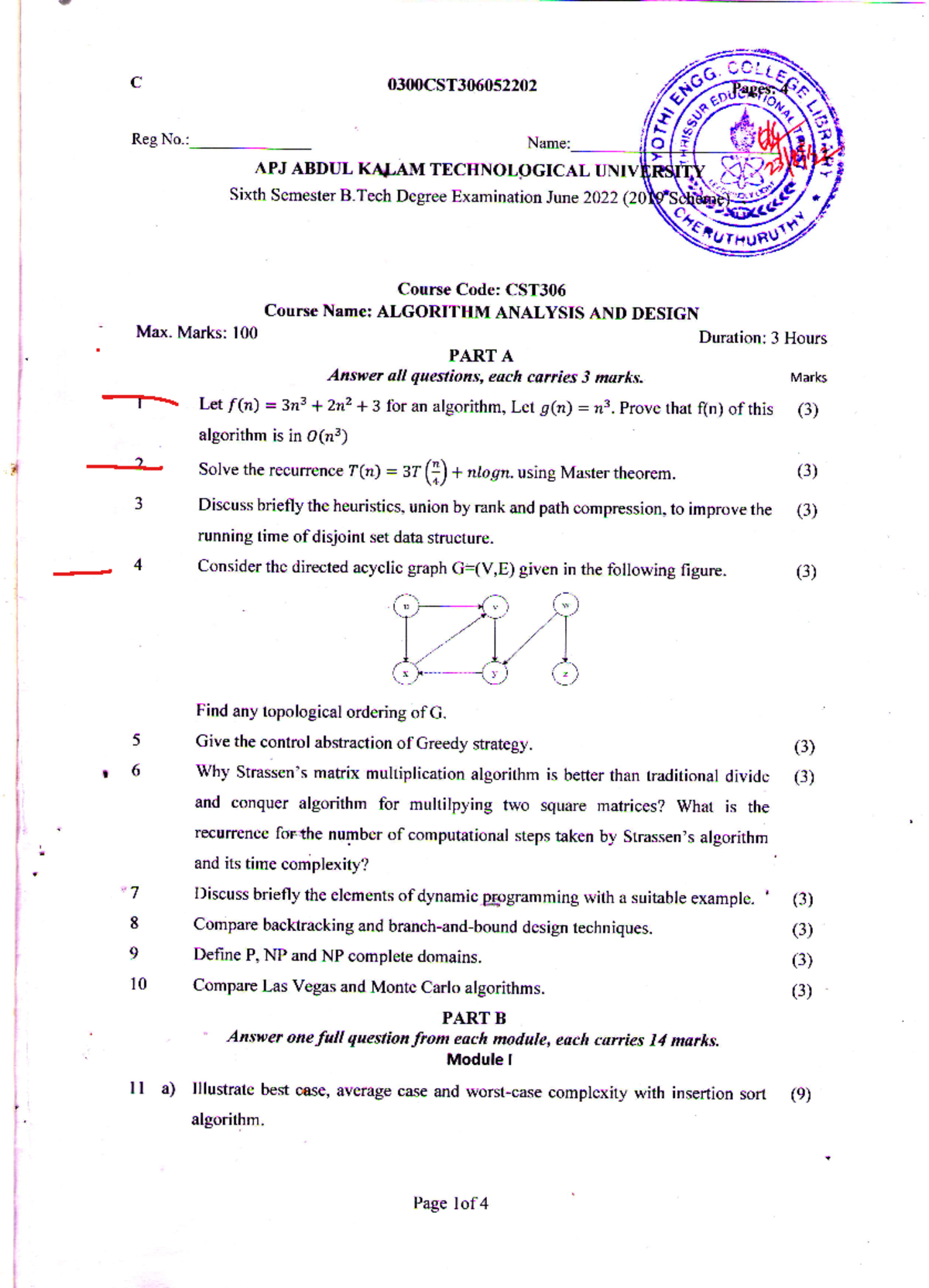 CST306 Final Exam Algorithm Analysis and Design, June 2022 - Studocu