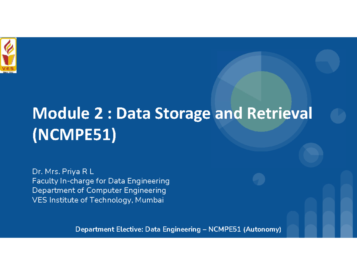 Module 2: Data Storage & Retrieval Notes (NCMPE51) - Studocu