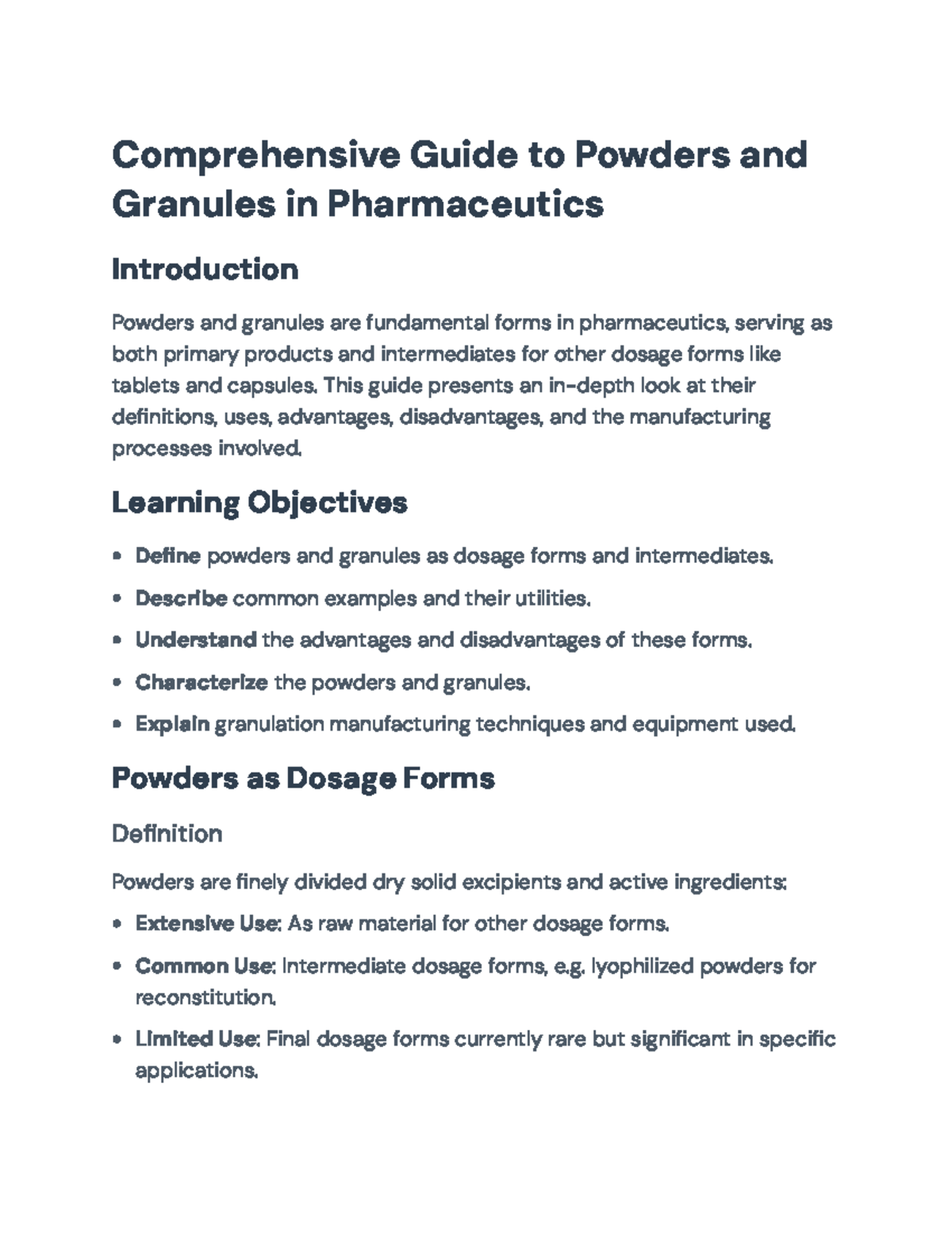 Comprehensive Guide to Powders and Granules in Pharmaceutics ...