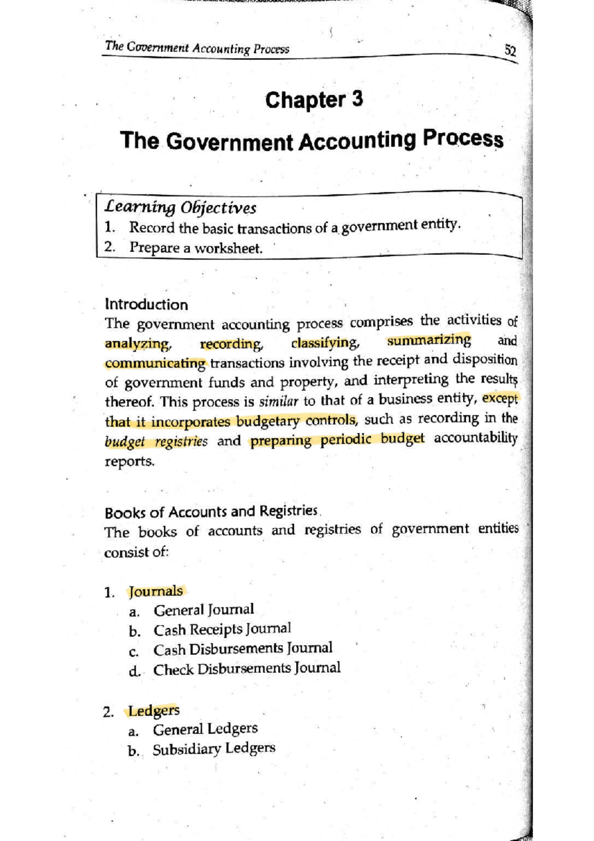 Government Accounting Process: Chapter 3 Overview and Objectives - Studocu