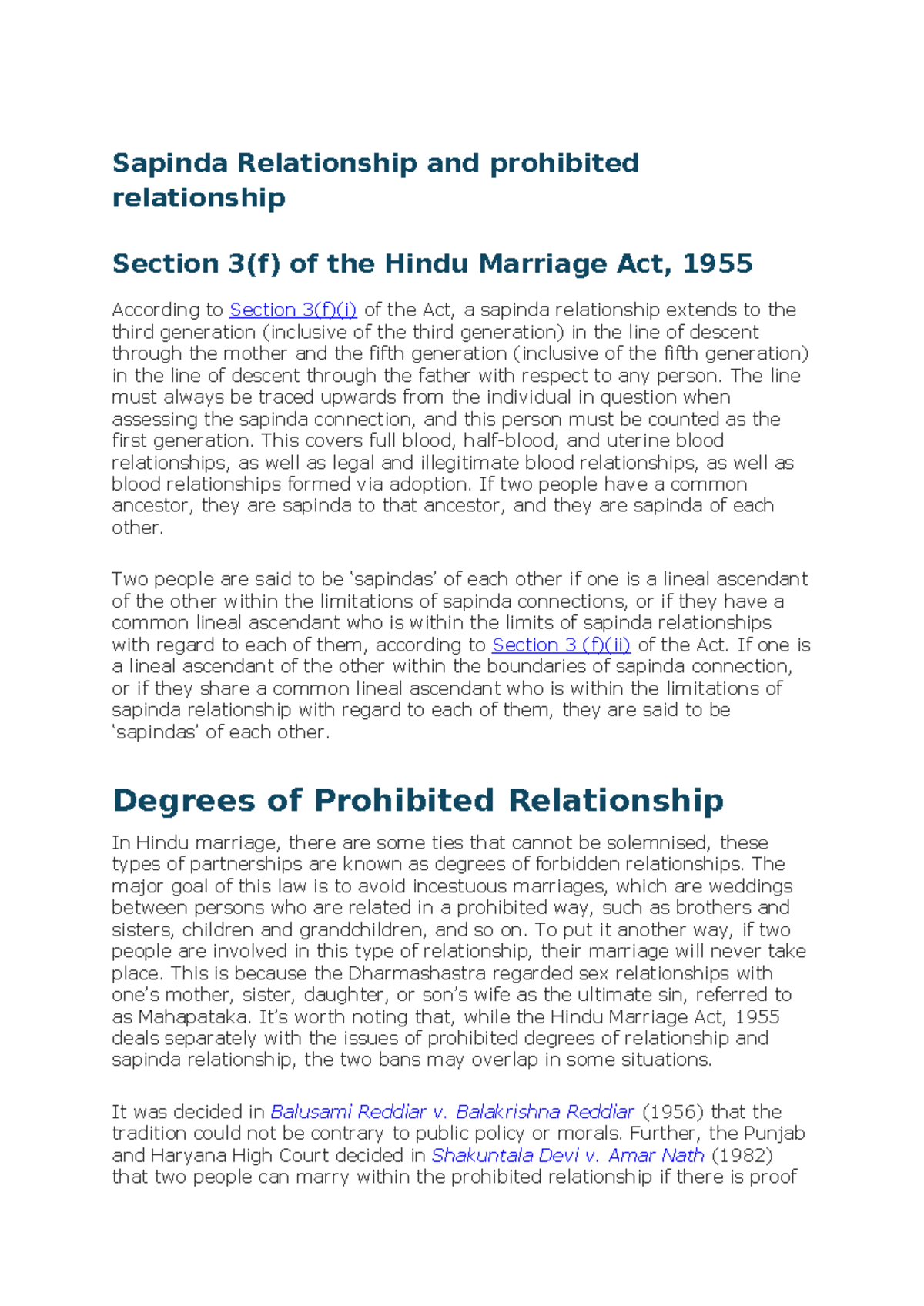 Family Law (146): Sapinda Relationships & Prohibited Degrees in Hindu ...