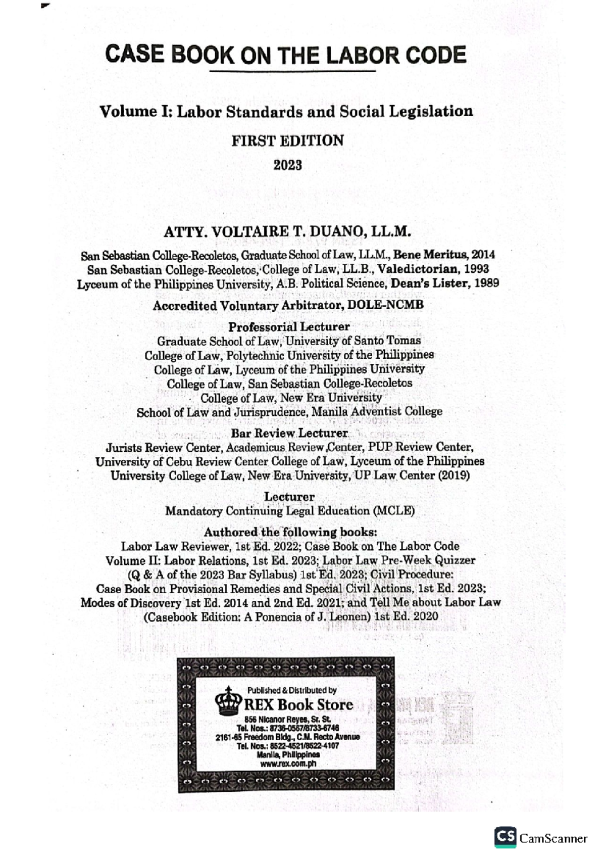 CASE BOOK ON THE LABOR CODE Volume I: Labor Standards & Social ...