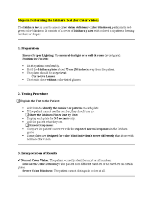 Visual Acuity Assessment Procedure Using Jaeger Chart (Near Vision ...