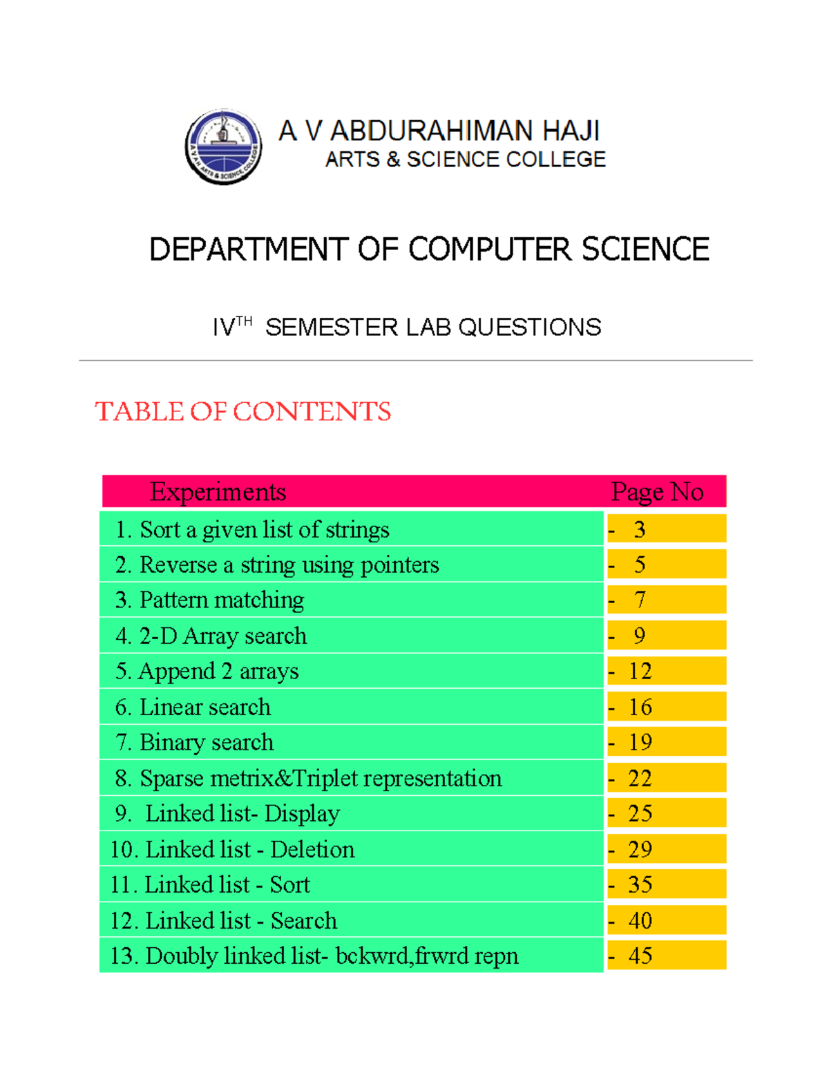 Datastructure- Completed - DEPARTMENT OF COMPUTER SCIENCE IV TH ...