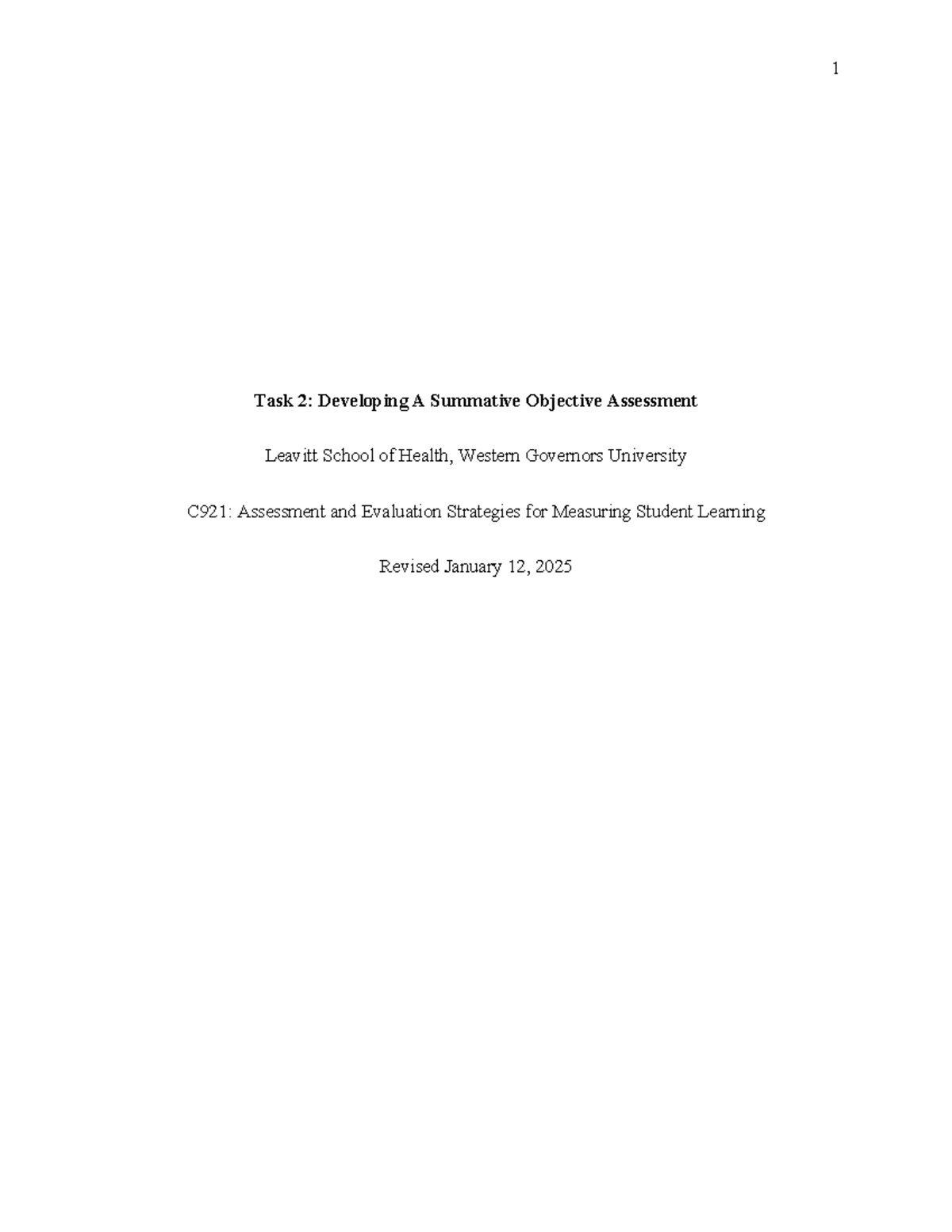 C921 Task 2 Part B: Developing a Summative Objective Assessment - Studocu