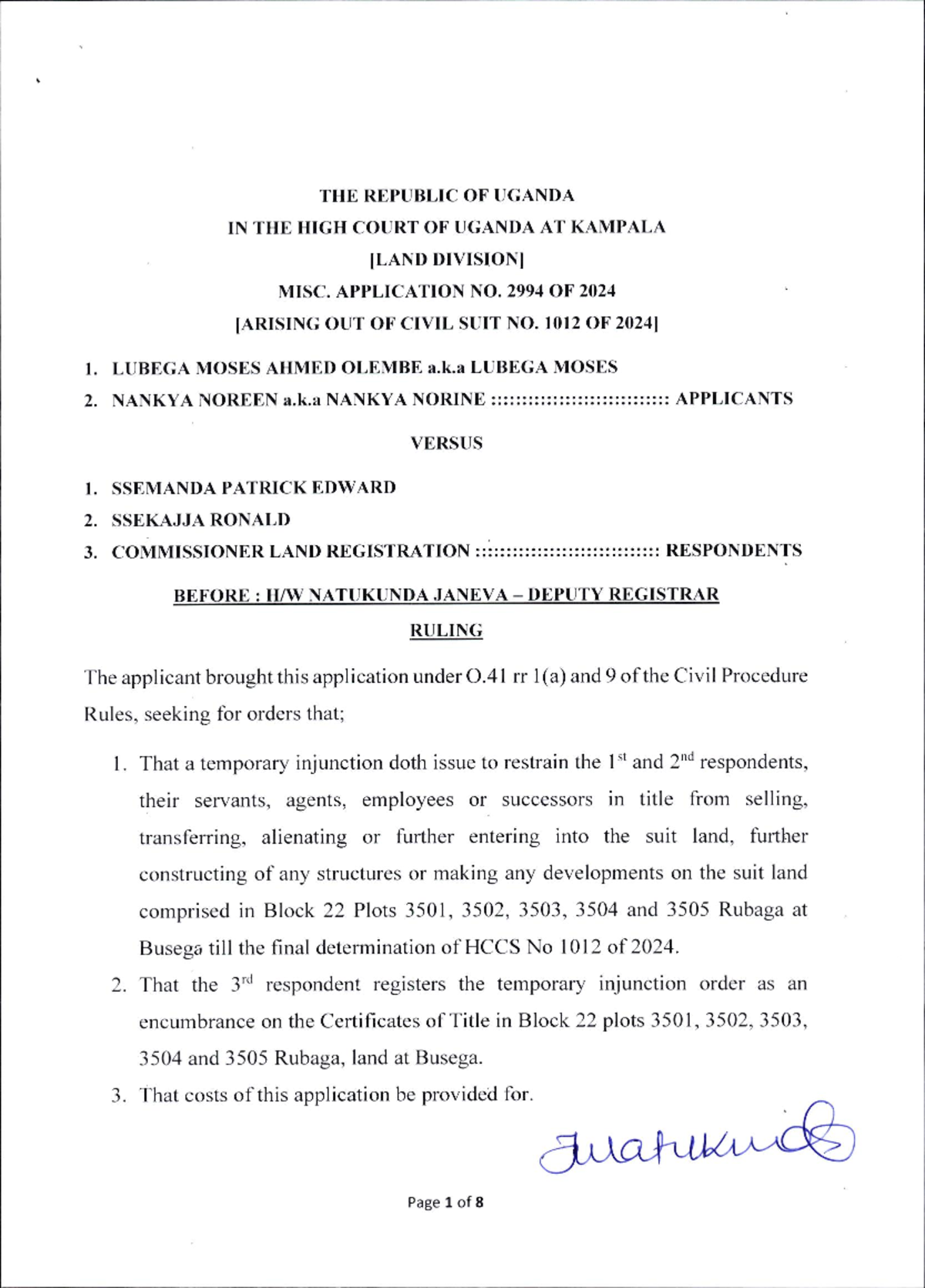 Ruling in MA-2994-2024: Temporary Injunction Application Analysis - Studocu
