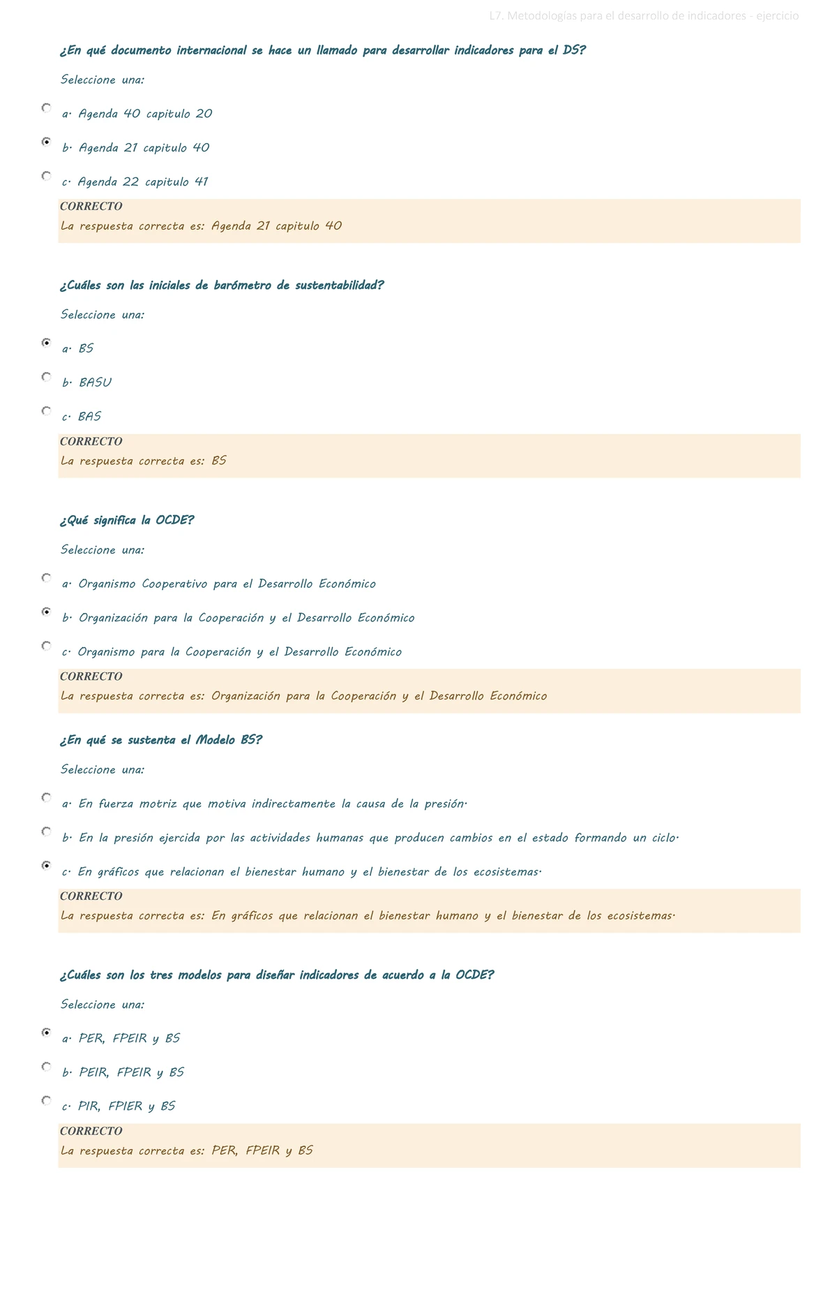 Metodología para el Desarrollo de Indicadores - Cuestionario DS - Studocu