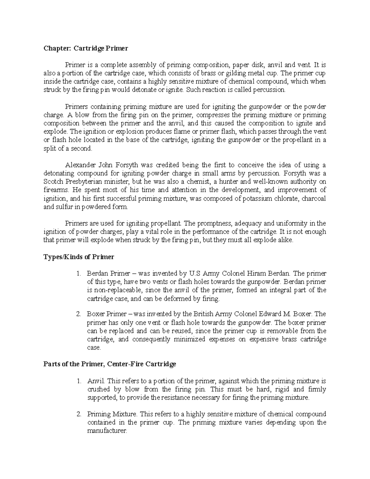 Chapter 5: Primer Assembly and Types in Cartridge Design - Studocu