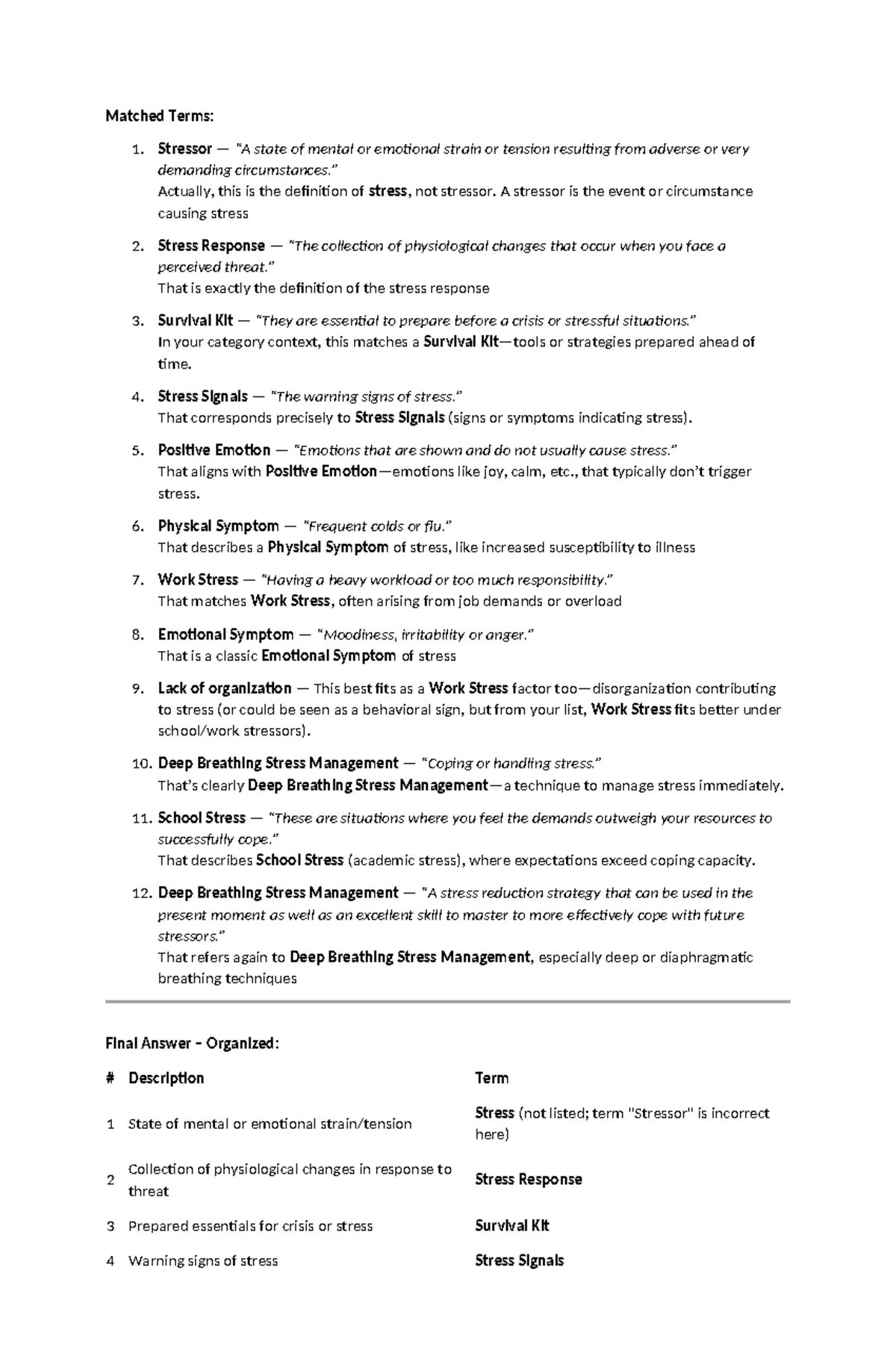 Answer Key for Module 8: Understanding Stress and Its Effects - Studocu
