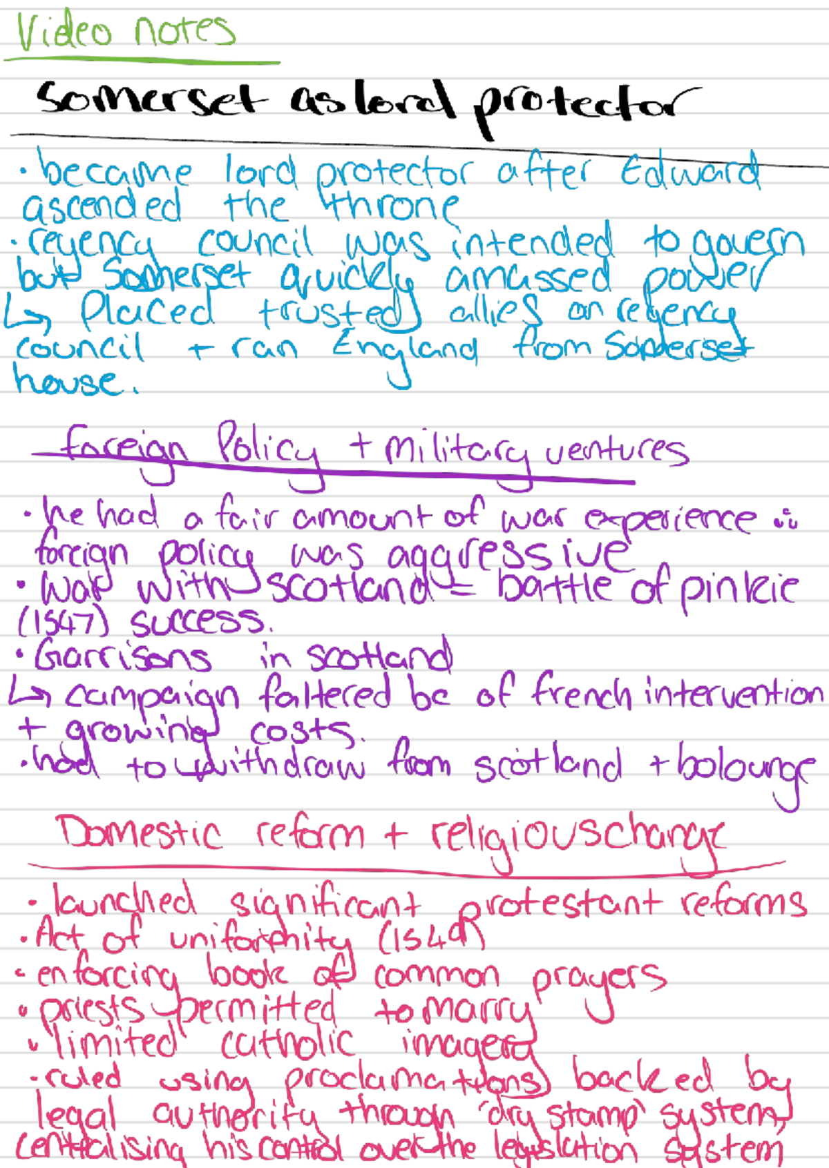 Video Notes: Somerset's Rise and Fall as Lord Protector (HIST 101 ...