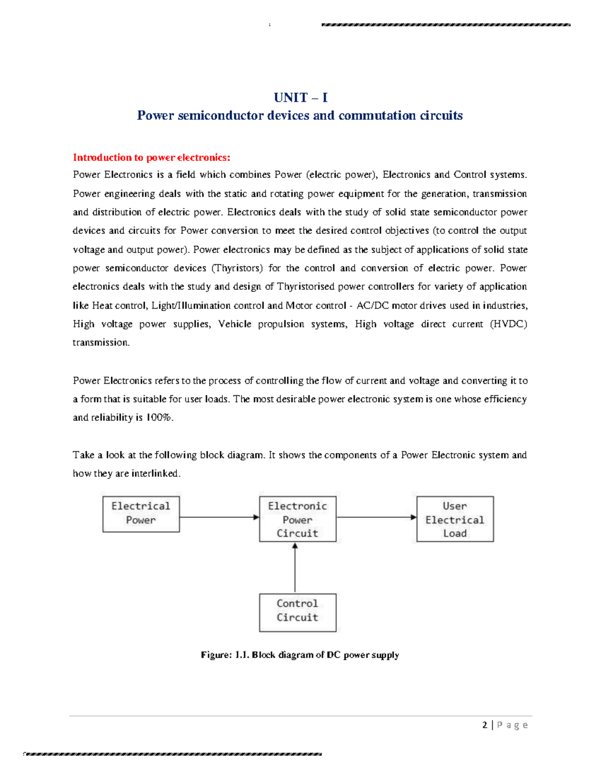 Power Electronics (EE 101): Unit I - Power Semiconductor Devices ...