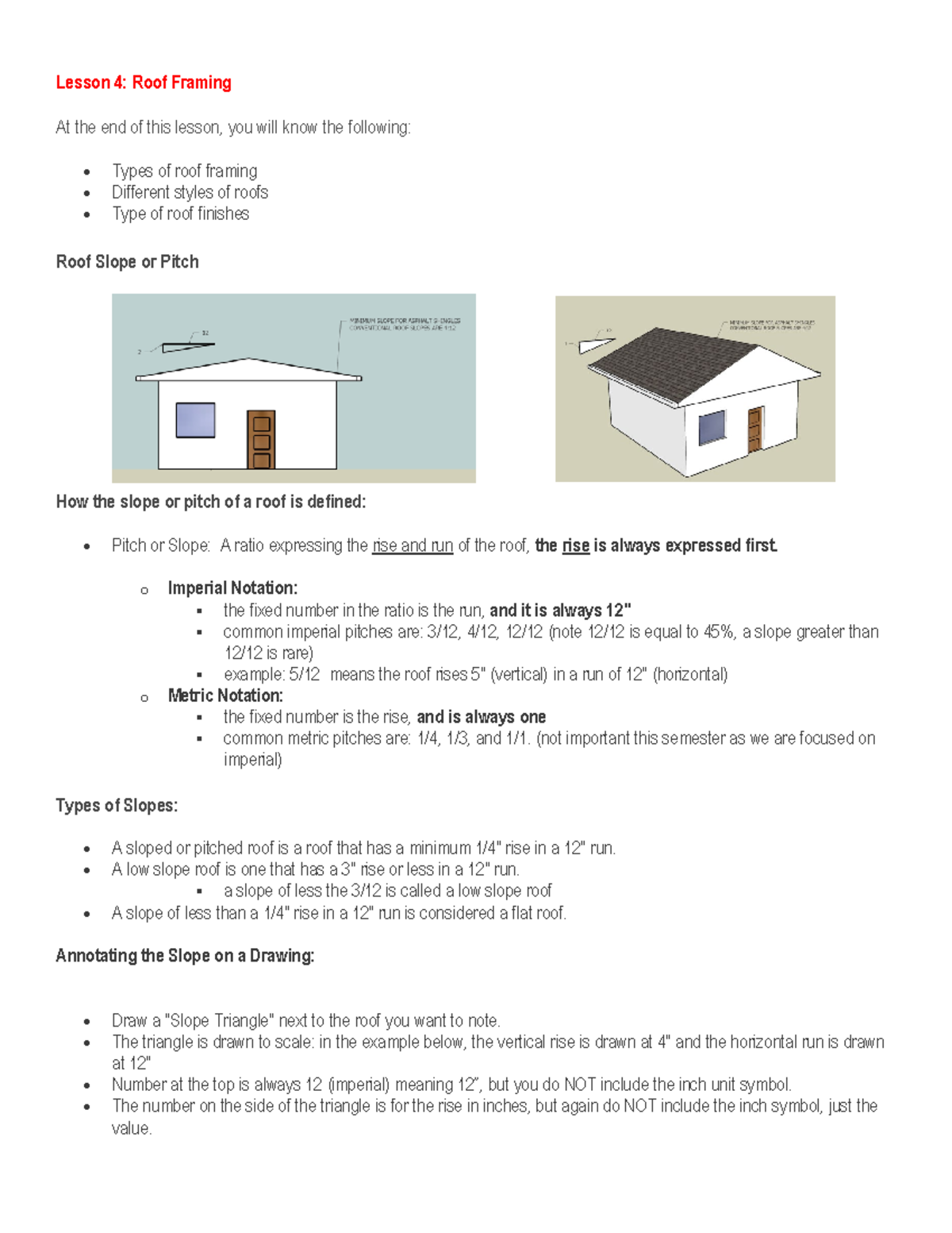 Roof Framing (Lesson 4) - Types, Methods, and Finishes Explained - Studocu