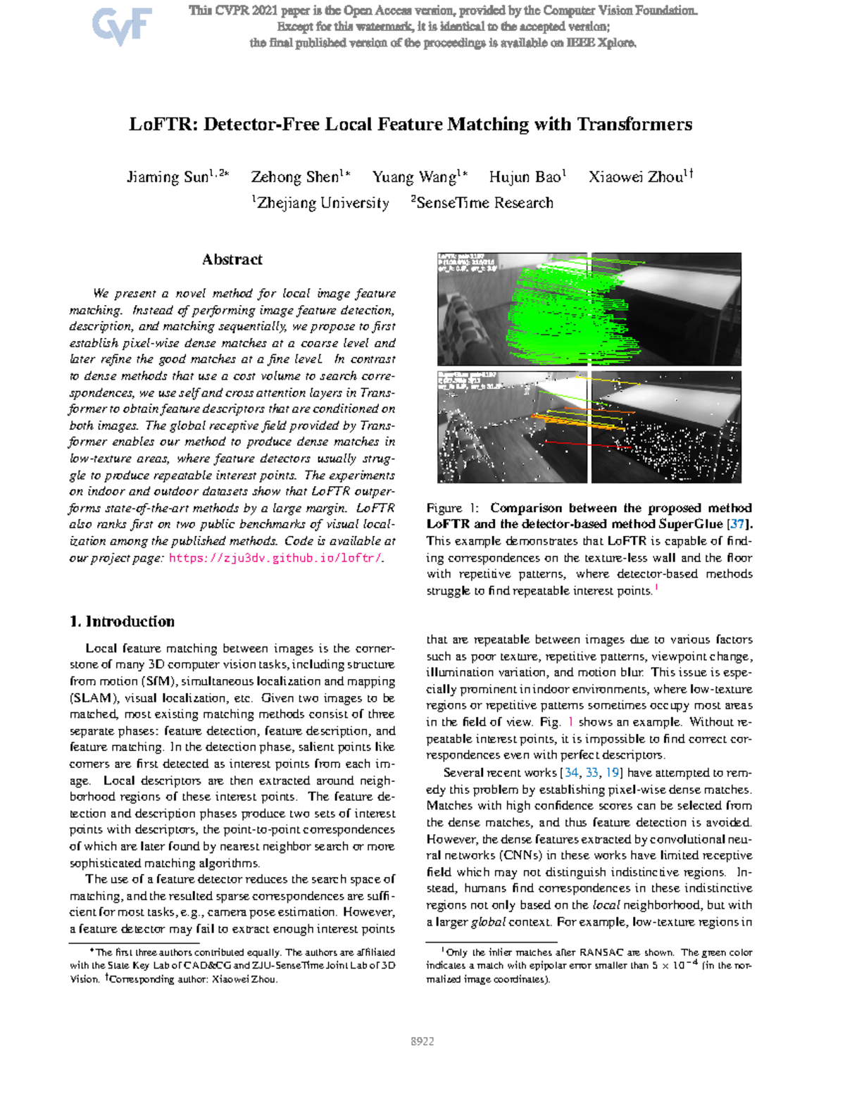 LoFTR: Transformer-based Detector-Free Local Feature Matching Insights - Studocu