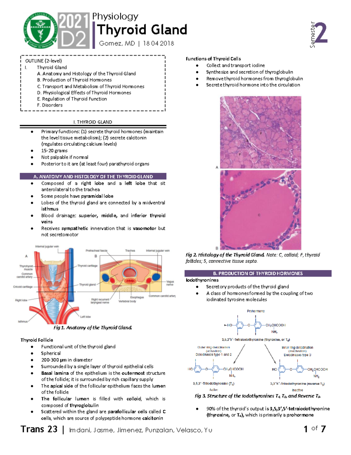 Thyroid Gland Physiology - Trans 23 | Imdani, Jasme, Jimenez, Punzalan ...