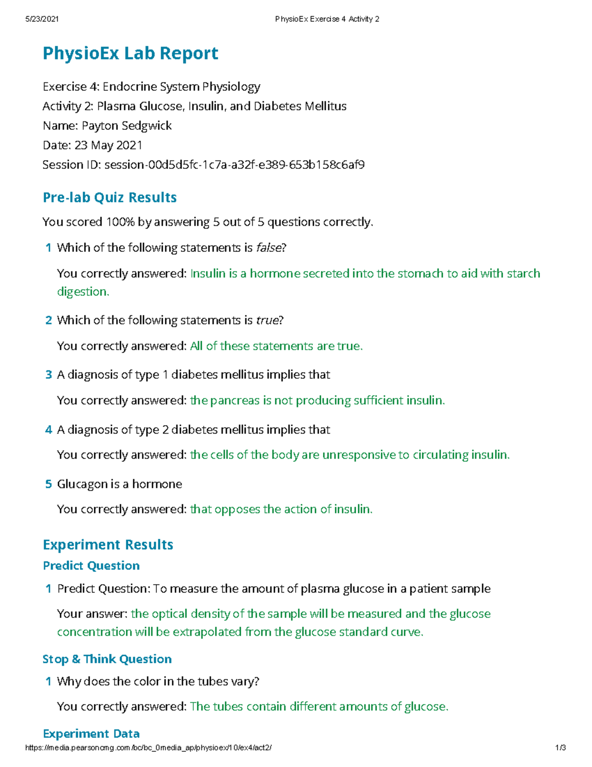 PhysioEx 10.0 Exercise 4 Activity 2: Endocrine System Insights - Studocu