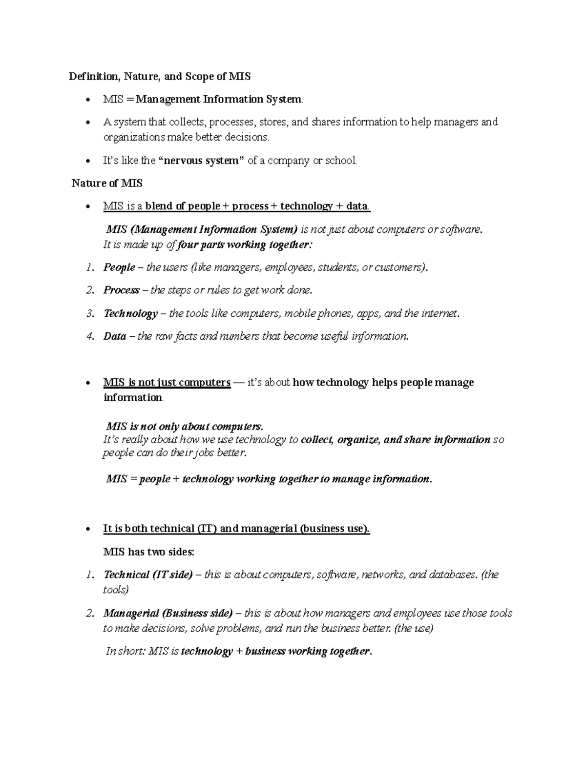 MIS 101: Definition, Nature, and Scope of Management Information ...