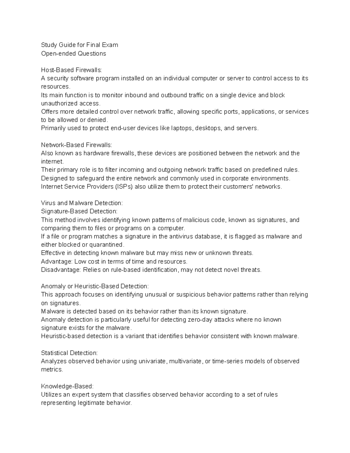 CS351 Study Guide - Open Ended - Study Guide for Final Exam Open-ended ...