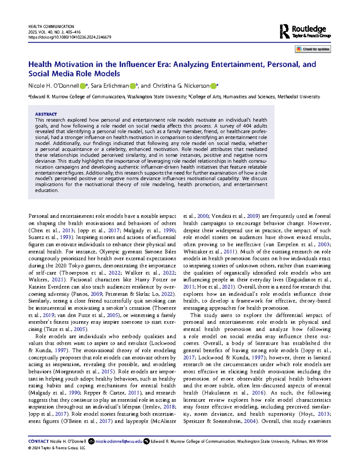 Health Motivation in the Influencer Era: Role Models & Social Media ...