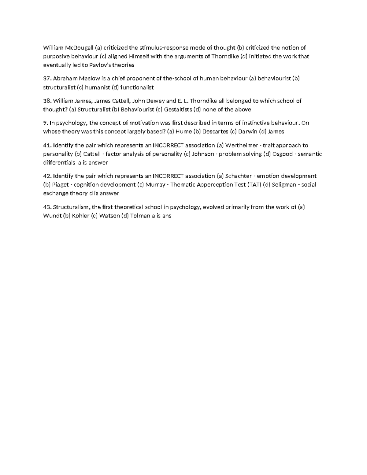 Bahria PREP - Masters Exam Psychology Entry Test Study Material - Studocu