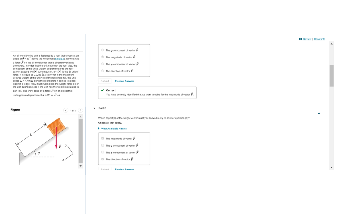 Mastering Physics Ch 01 HW - Bridging Problem Vectors on the Roof 2 - 1 of 1 An - Studocu