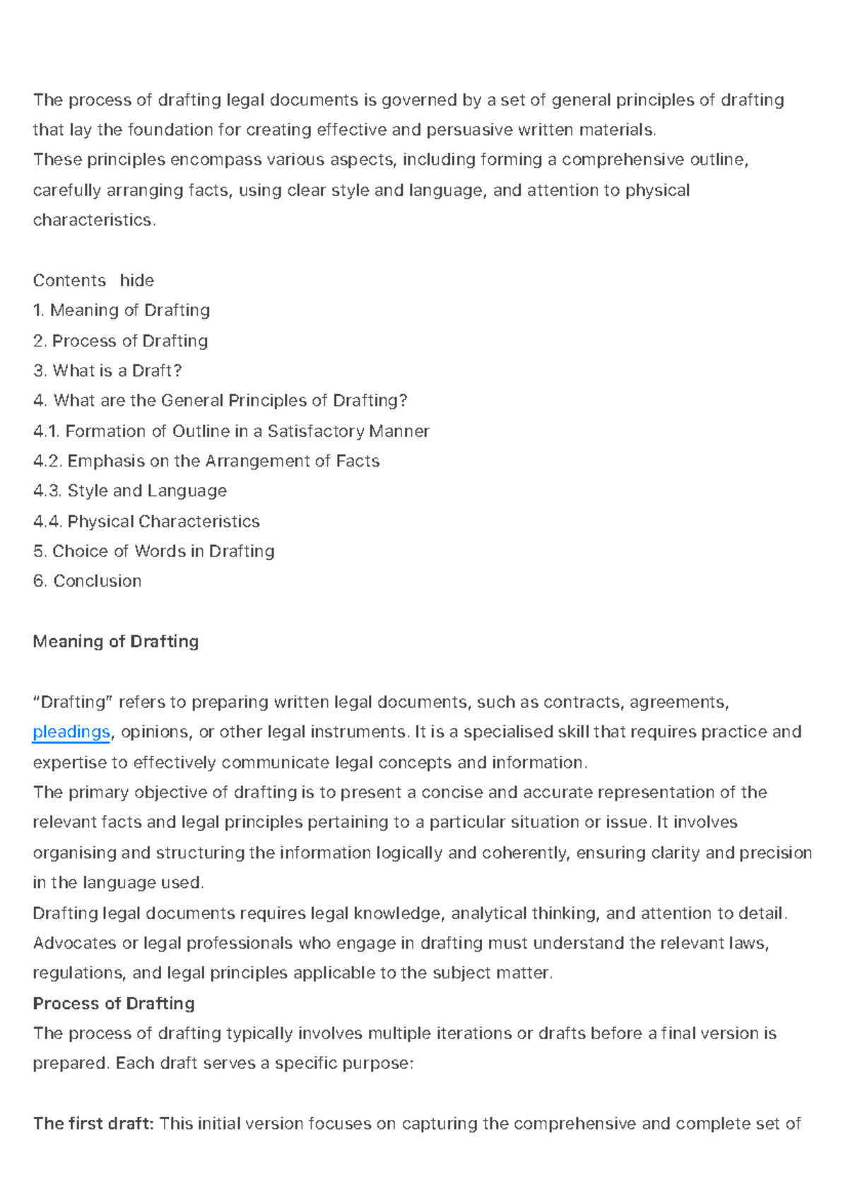 Principles of Drafting Legal Documents: A Comprehensive Guide - Studocu