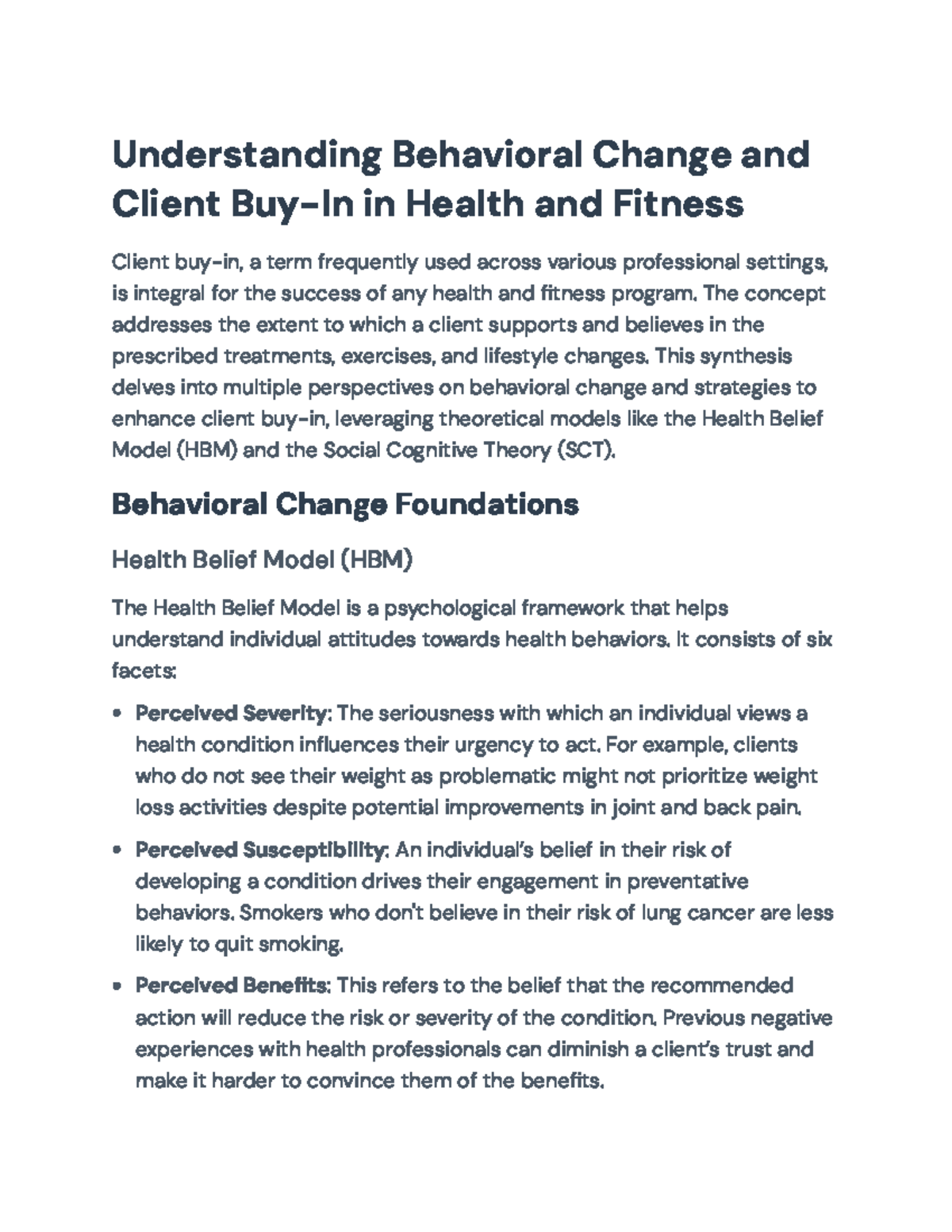 Enhancing Client Buy-In and Behavioral Change in Health & Fitness ...