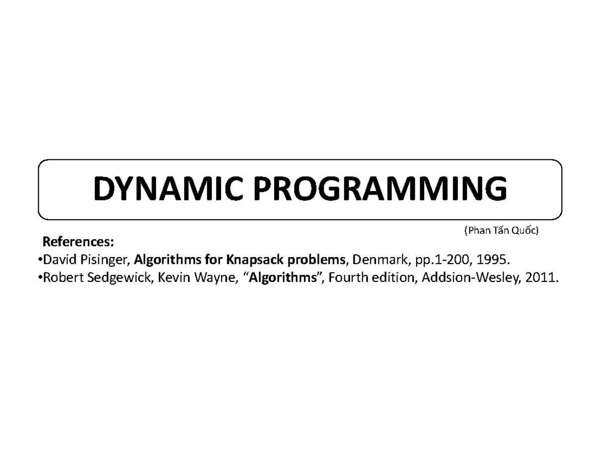 Alg3 Dynamic Programming Concepts and Examples - Studocu
