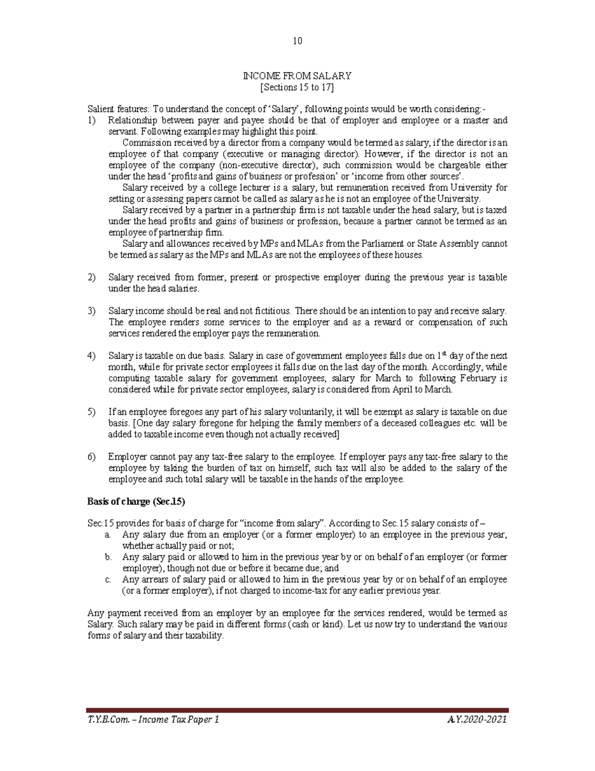 Income from Salary - Tax notes - INCOME FROM SALARY [Sections 15 to 17 ...