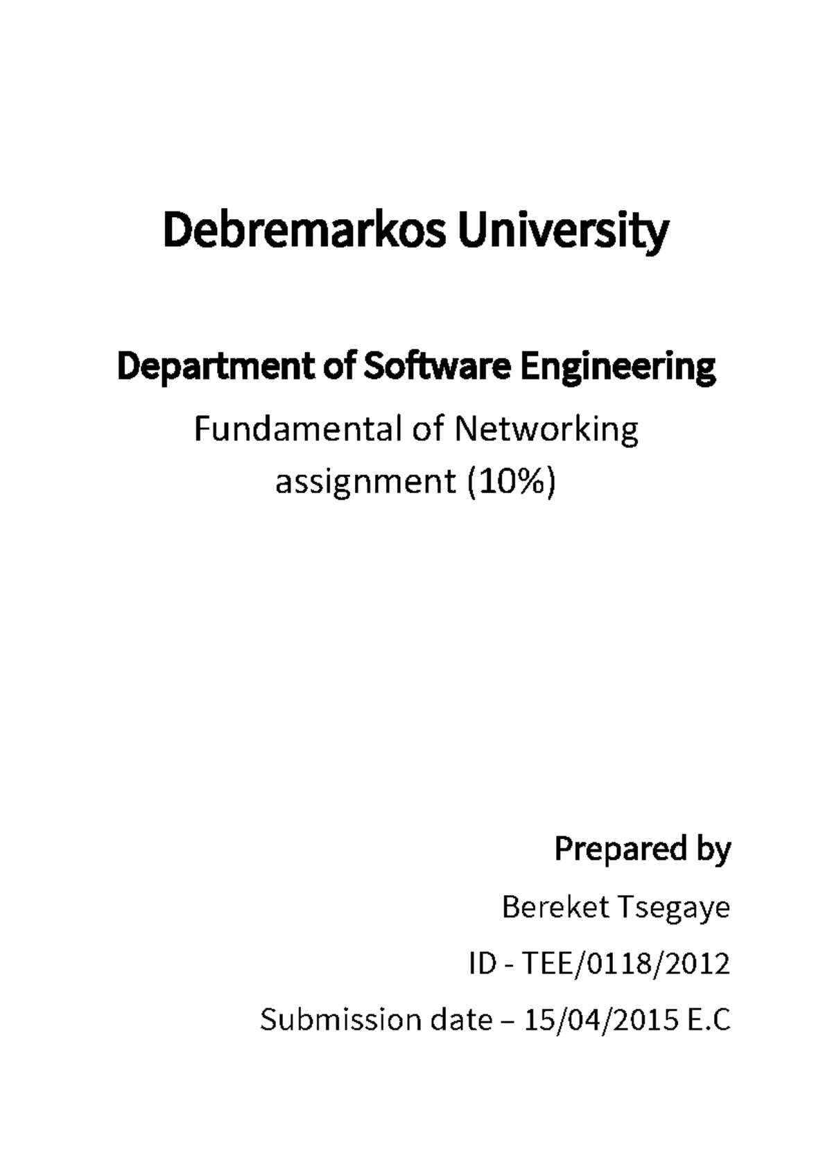 Networking Fundamentals: Hamming Code Assignment - SE 101 - Studocu