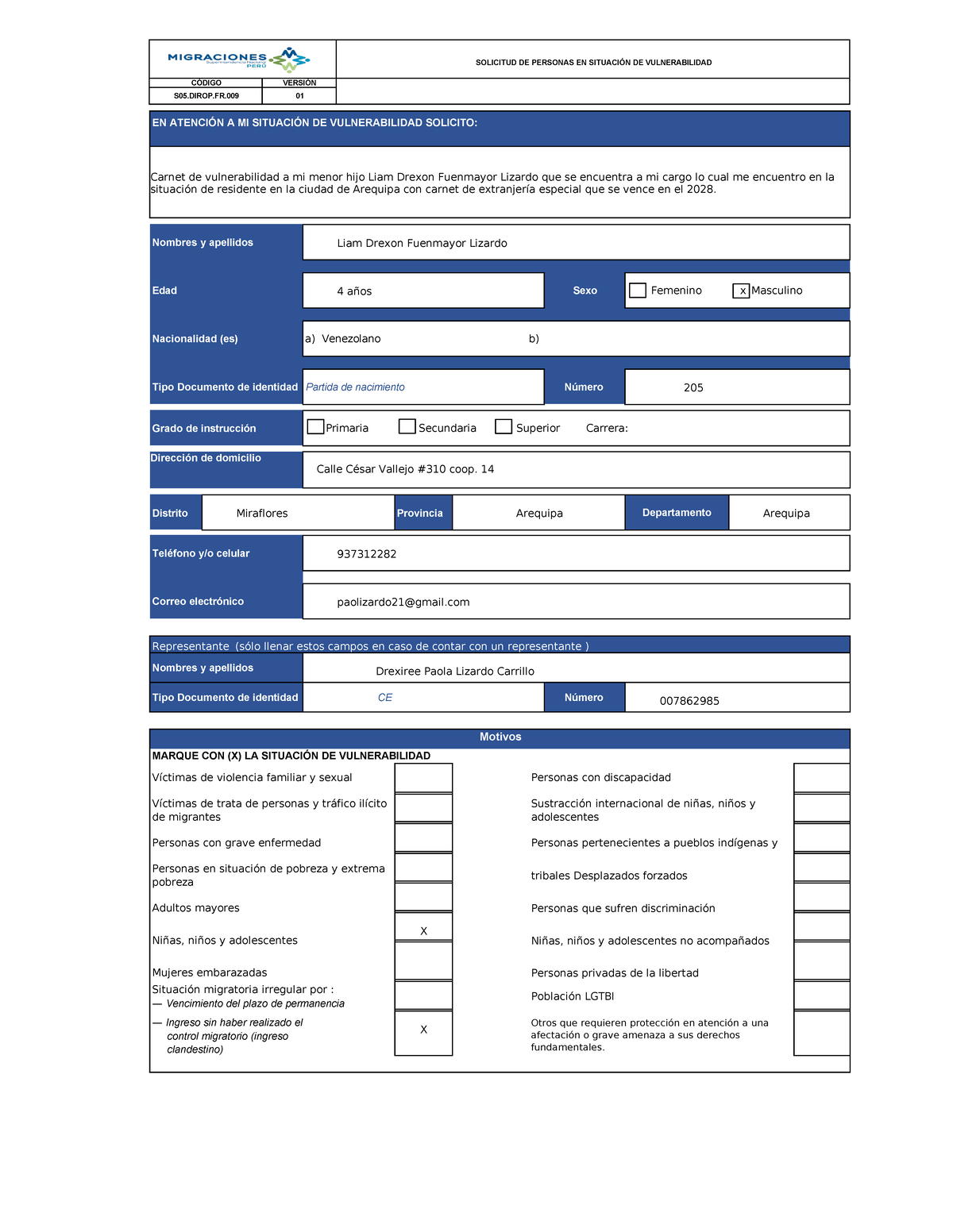 Formato Solicitud Vulnerabilidad - Dirección de domicilio SOLICITUD DE ...