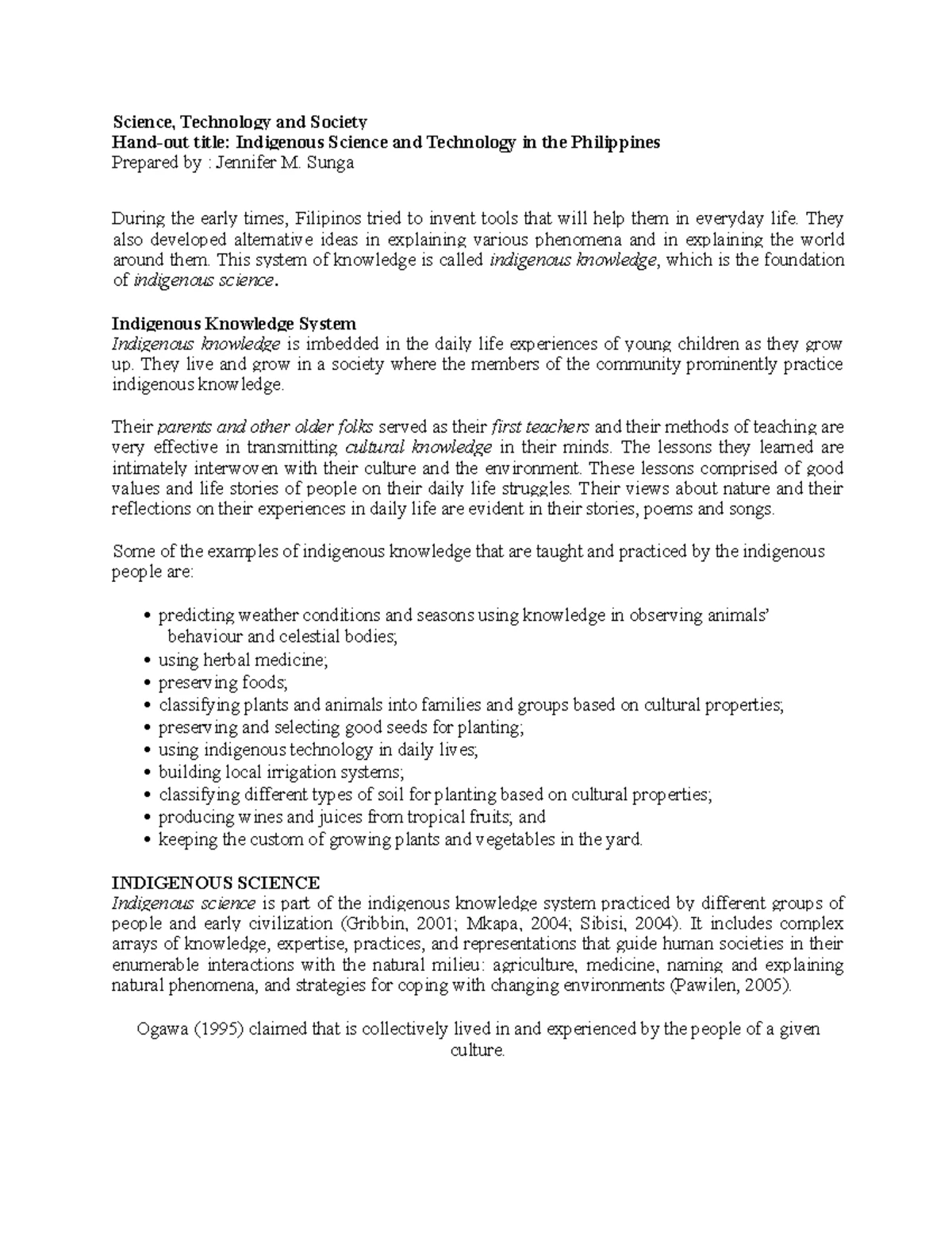 Science Education in the Philippines - Science, Technology and Society ...