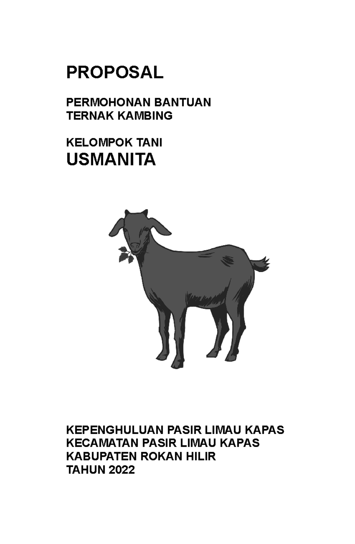 Proposal Bantuan Ternak Kambing Kelompok Tani USMANITA 2022 - Studocu