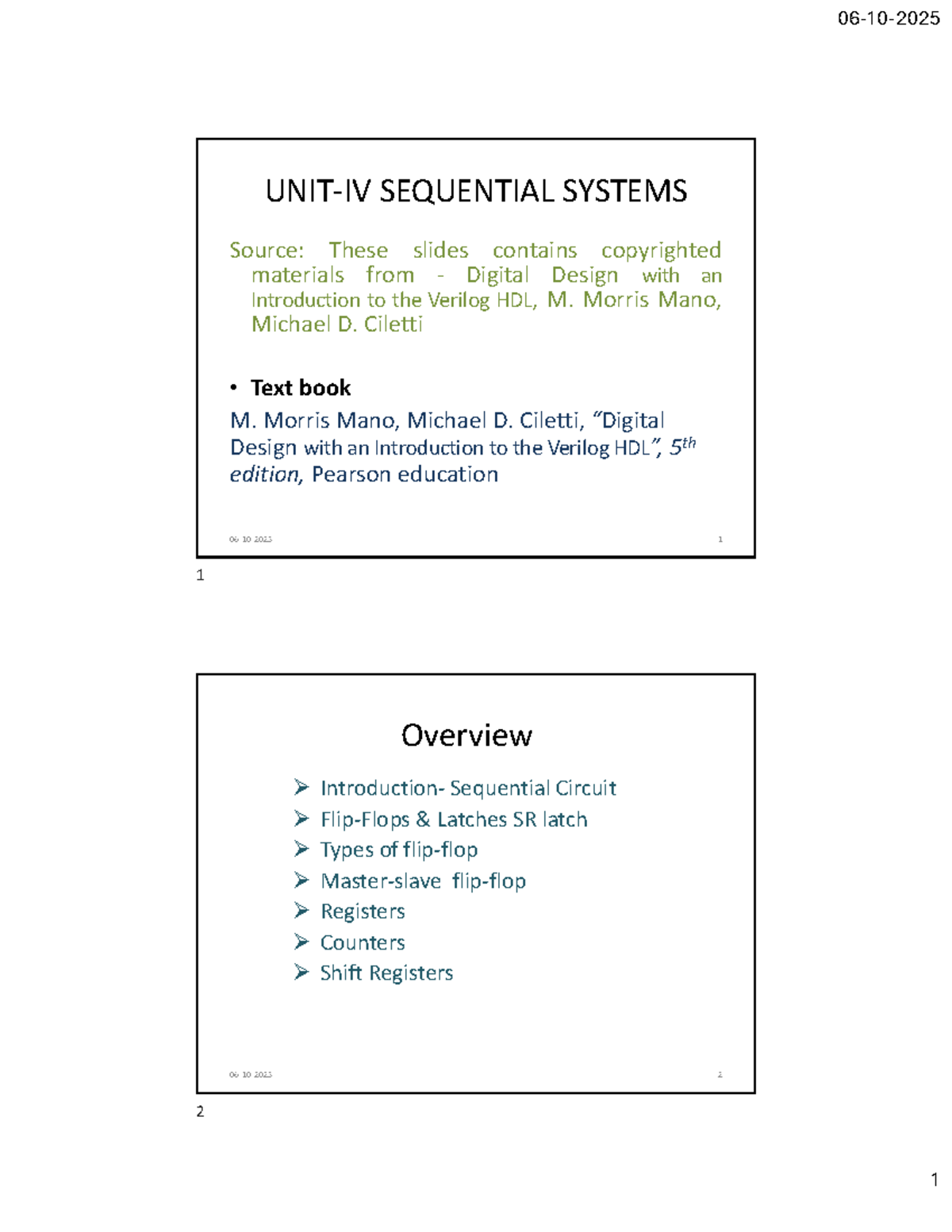 SEQUENTIAL SYSTEMS: Unit 3 Circuits Overview and Latch Types - Studocu