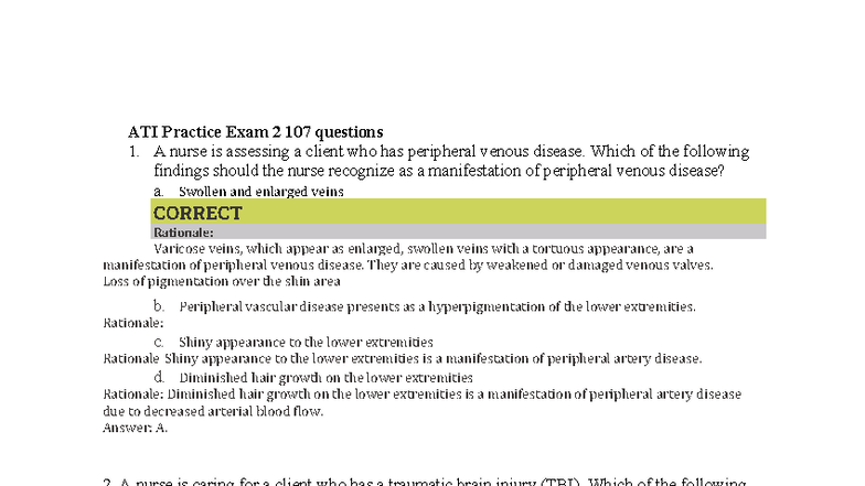 ATI Practice Exam 2: Key Concepts and Questions for Nursing Students ...