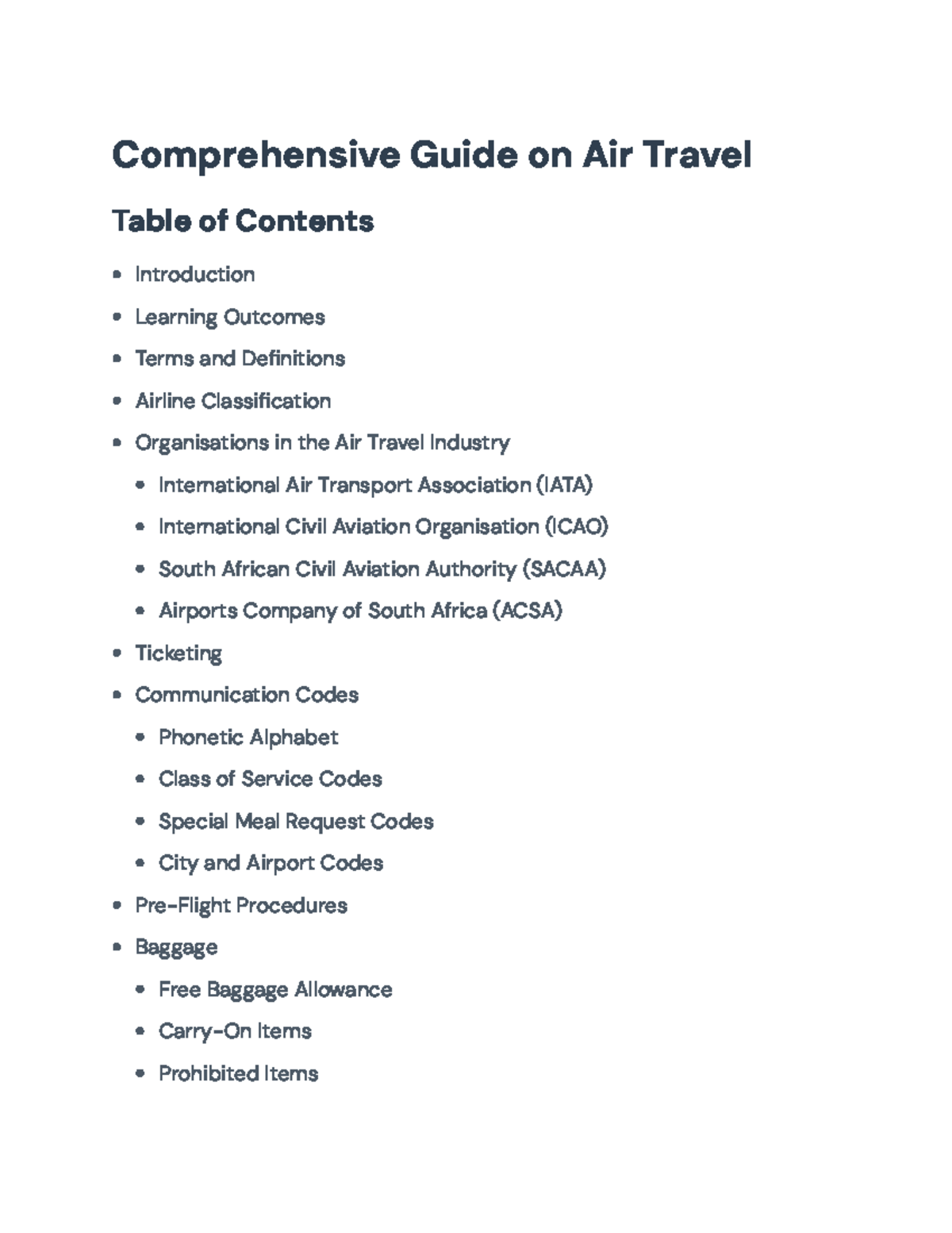 Comprehensive Guide to Air Travel Procedures and Regulations ...